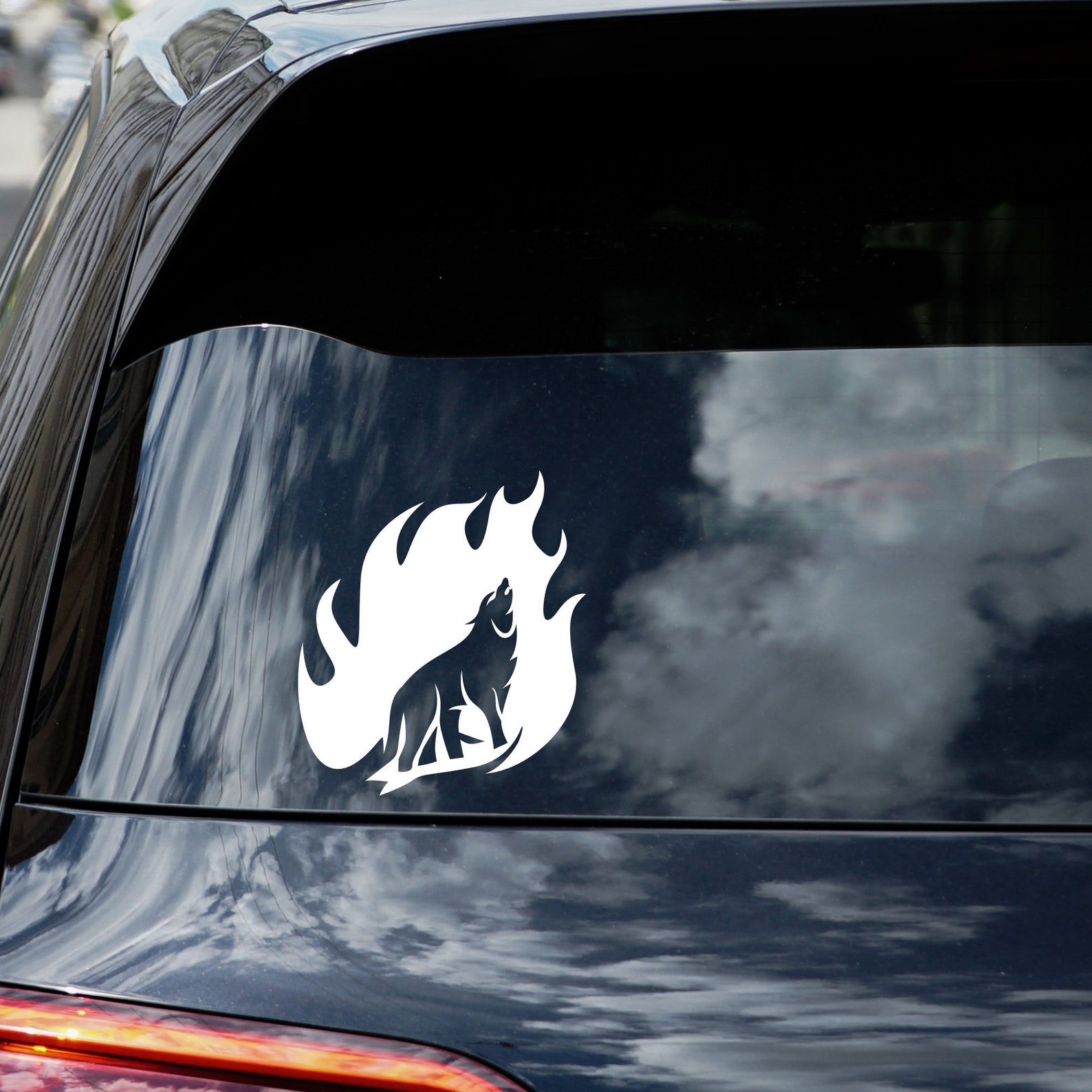Howling Wolf Decal Flaming Car Truck Tumbler Wall Art Window Laptop ...