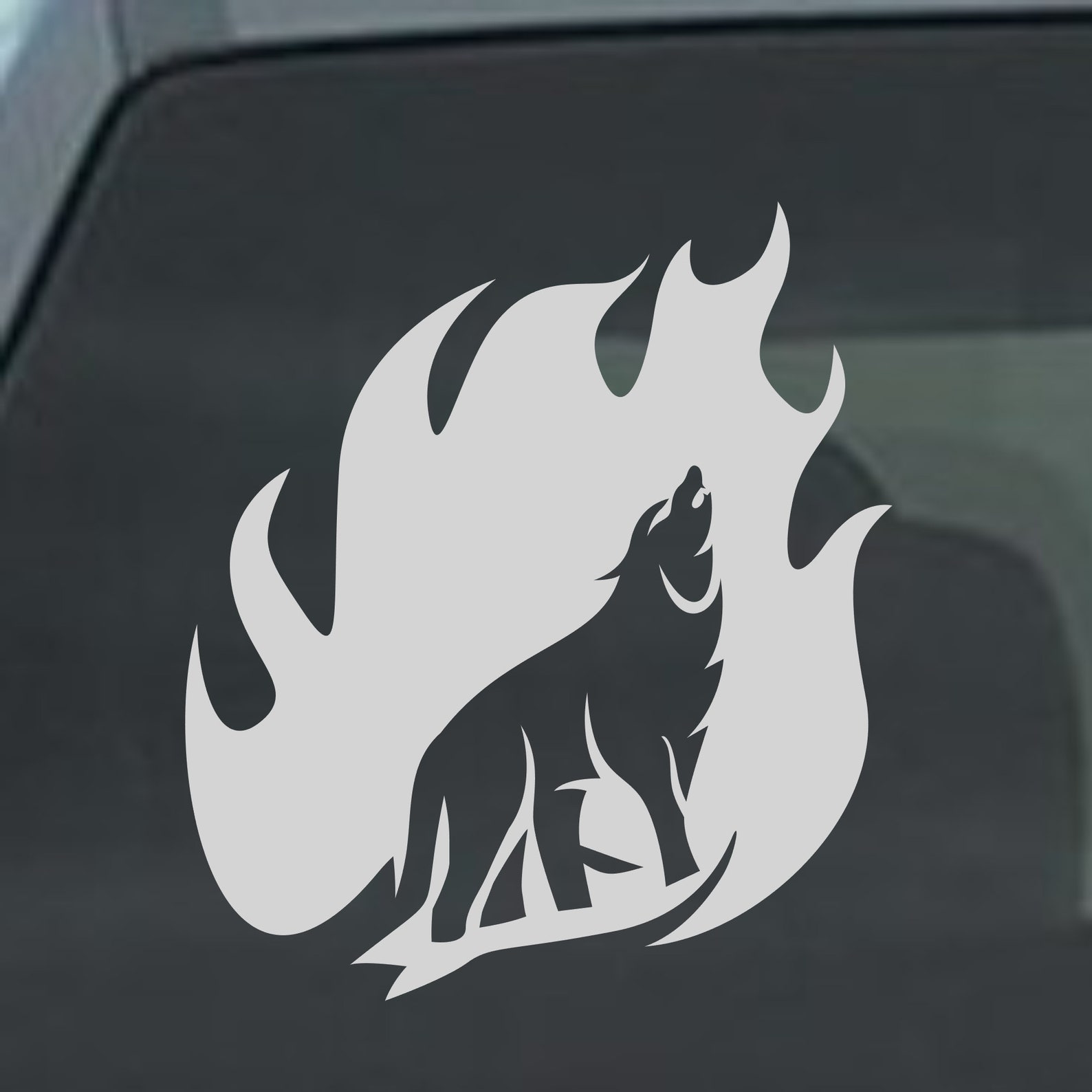 Howling Wolf Decal Flaming Car Truck Tumbler Wall Art Window Laptop ...