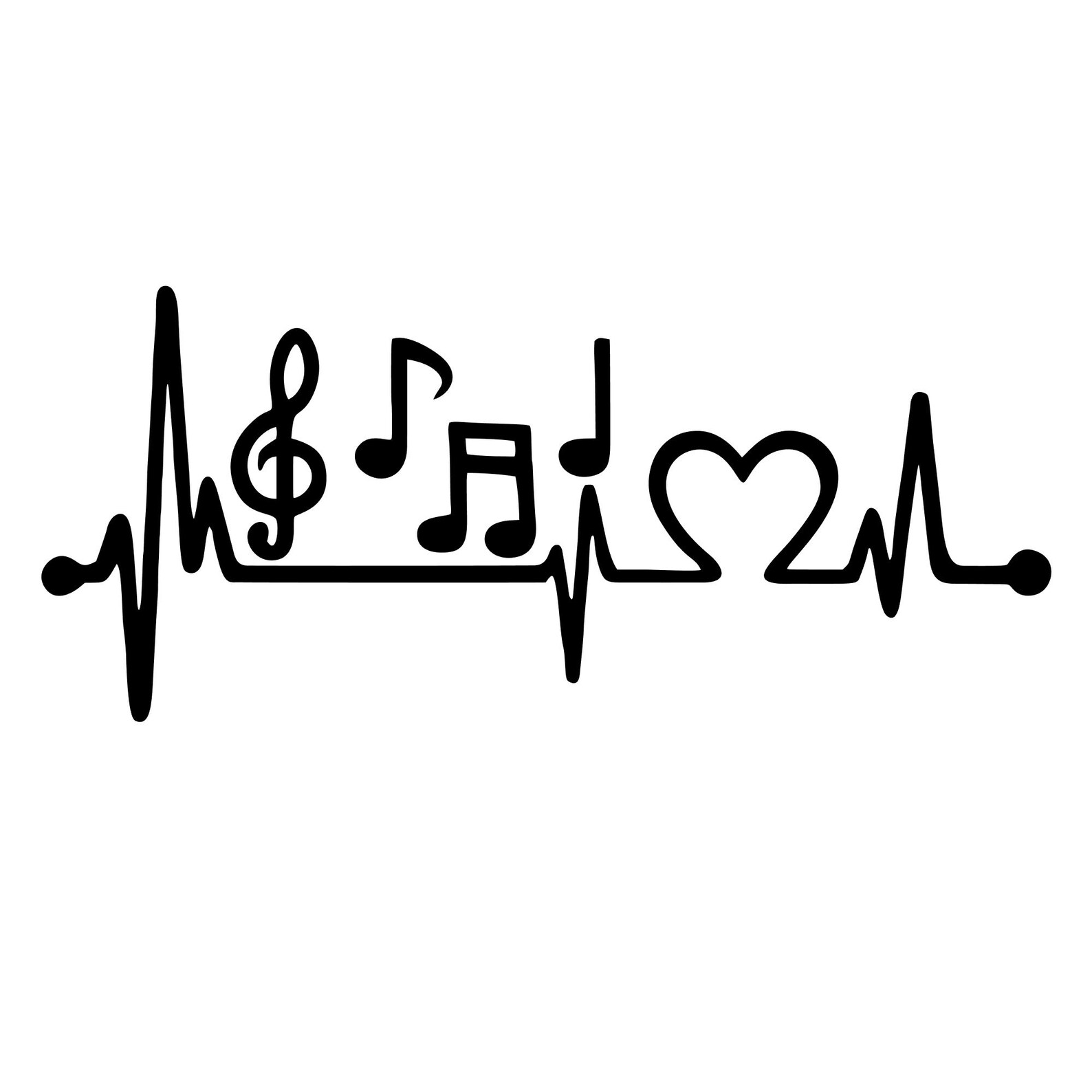Music Notes Heartbeat Vinyl Decal Stickers Car Truck Case Wall Tumbler ...