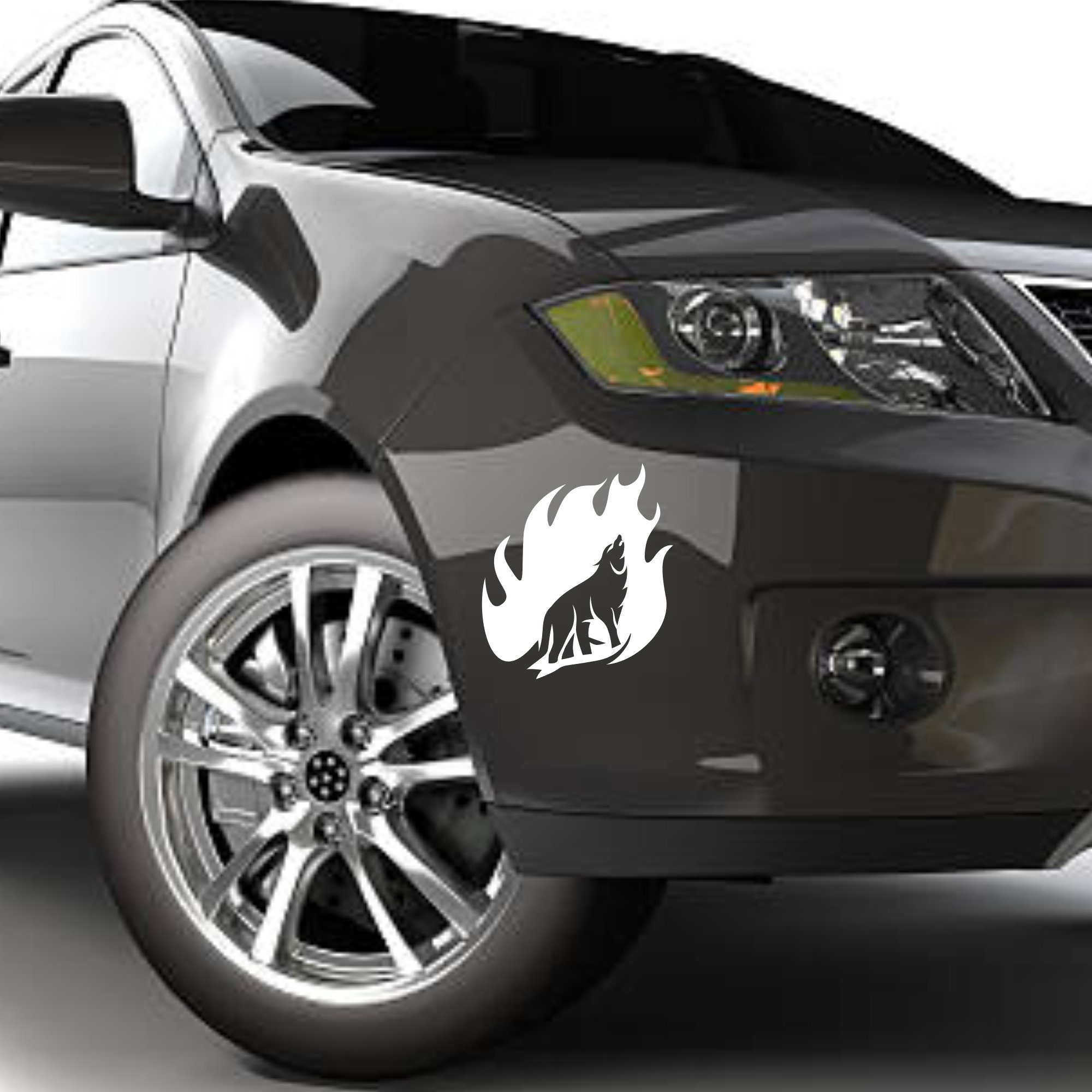 Howling Wolf Decal Flaming Car Truck Tumbler Wall Art Window Laptop ...