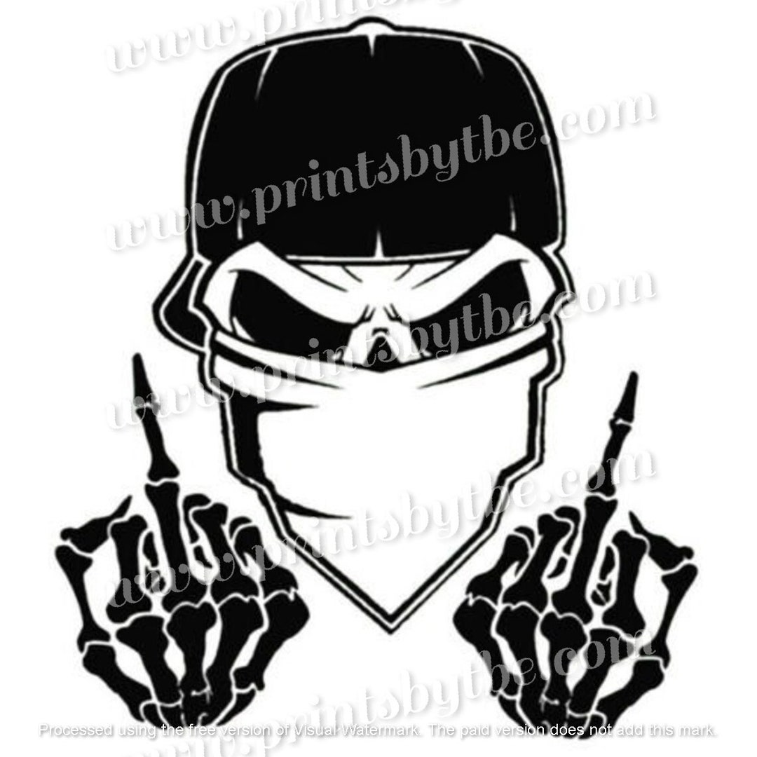 Skeleton Skull Middle Fingers Decal Sticker Tumbler Laptop Car JDM ...