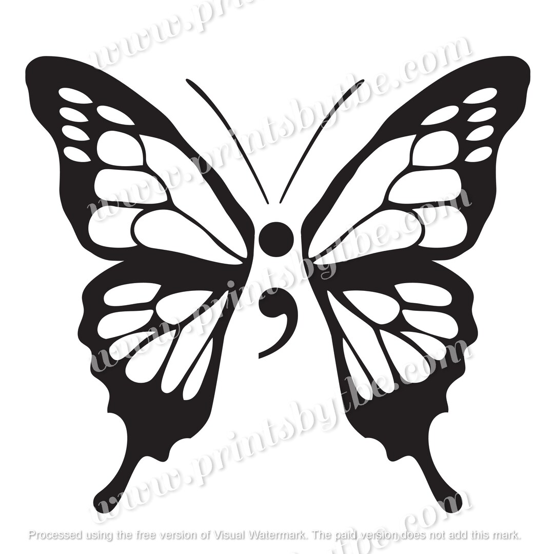 Semicolon Butterfly Decal Stickers Car Tumbler Funny Window Door Wall ...