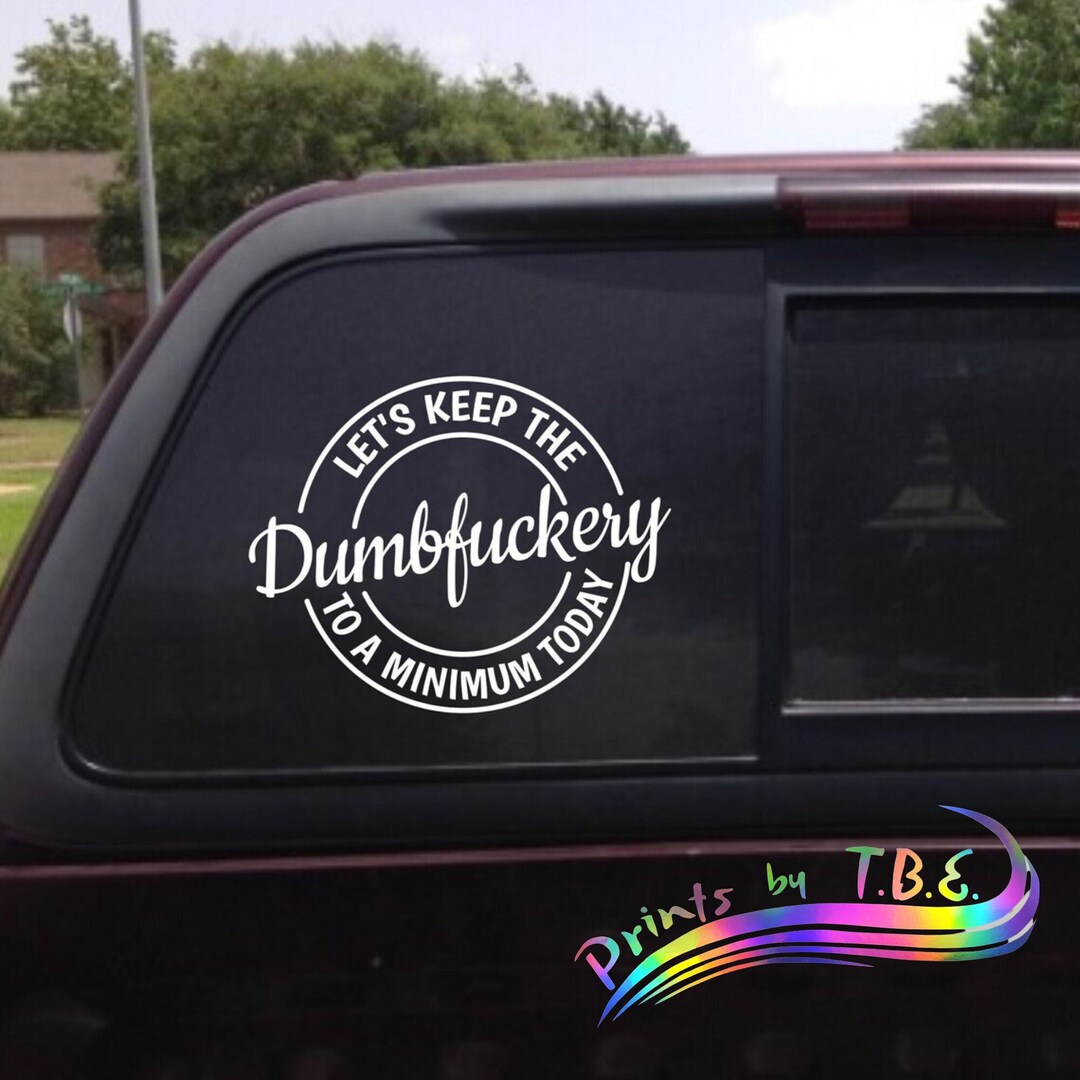 Lets Keep the Dumbfuckery to A Minimum Vinyl Decal Car Tumbler Laptop ...