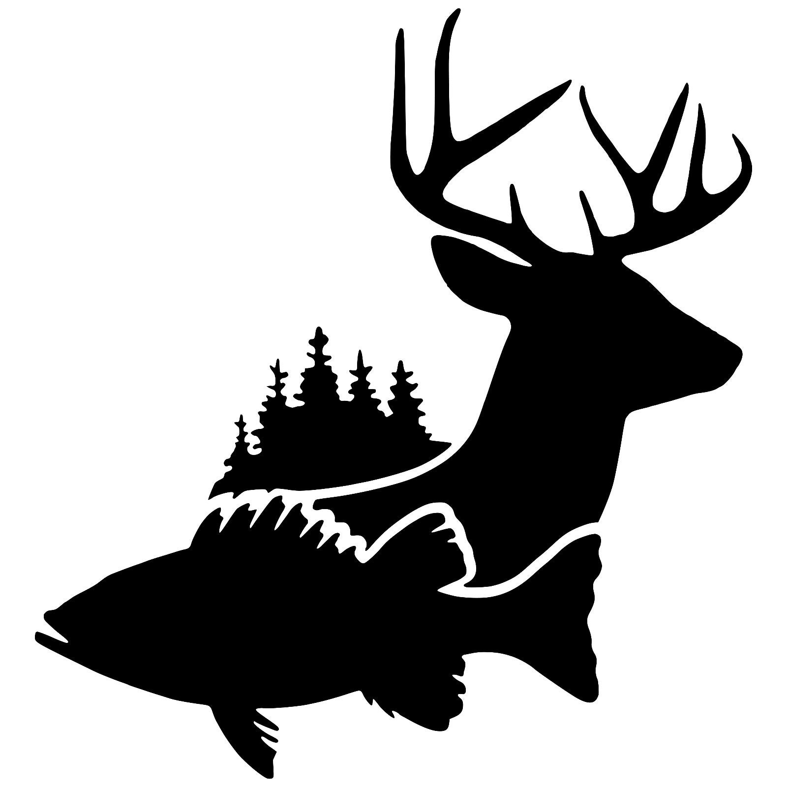 Deer and Fish Decal Sticker - Hunting, Fishing Car Window Decal - Etsy