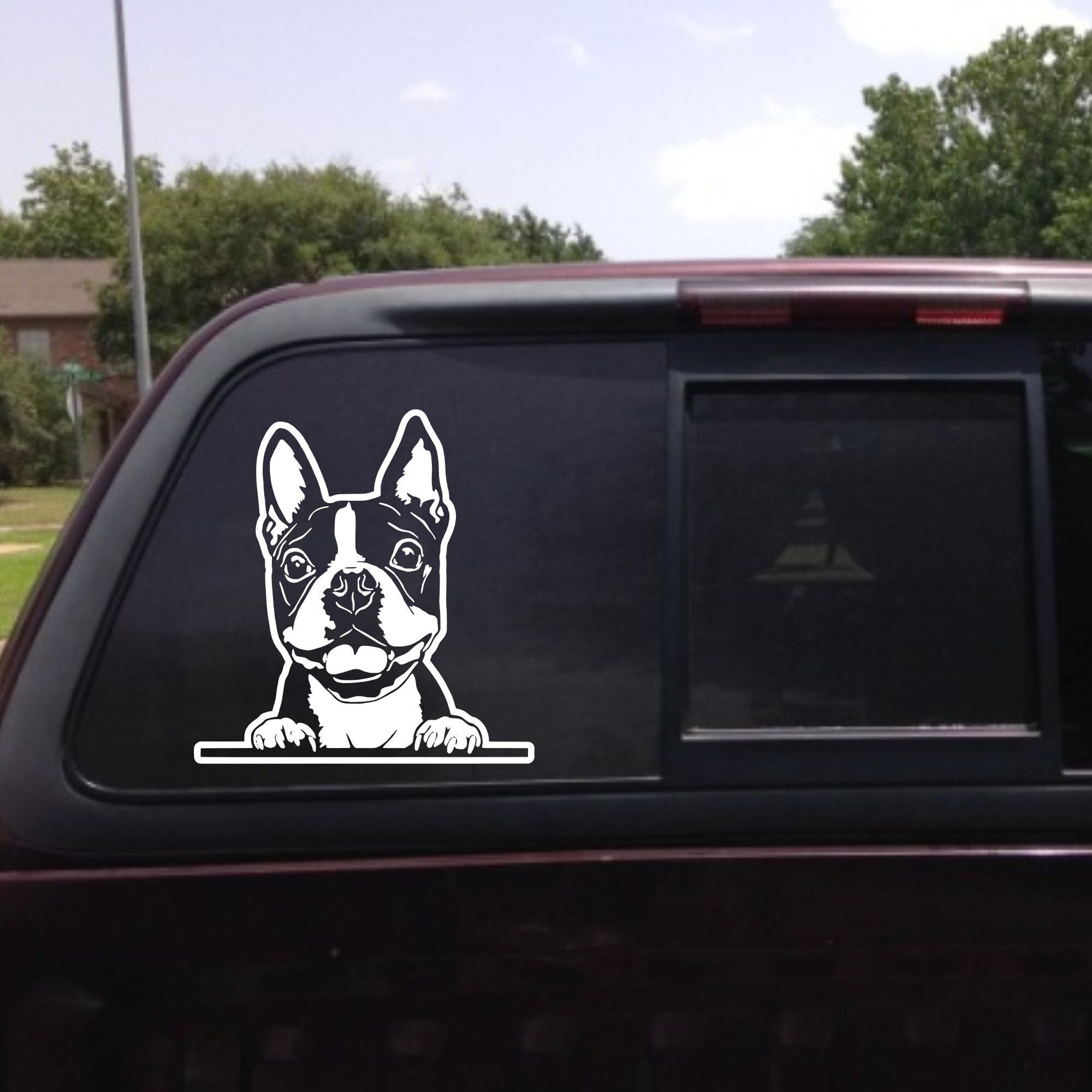 Peeking Boston Terrier Decal Dog Car Truck Window Sticker 22 Variations ...