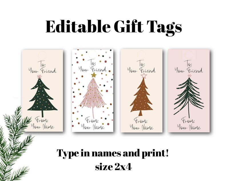 Printable Christmas Gift Tags Christmas Tags Editable - Etsy