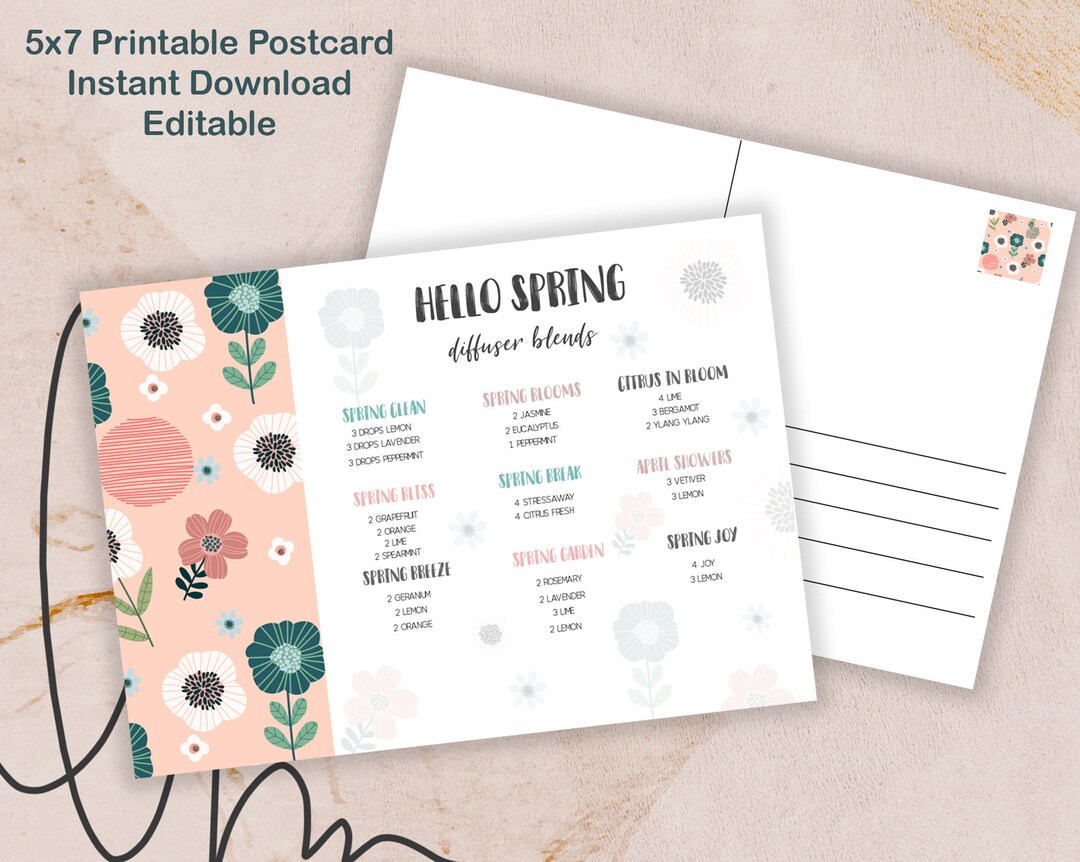 Spring Diffuser Blends Postcard Digital Download Editable Etsy