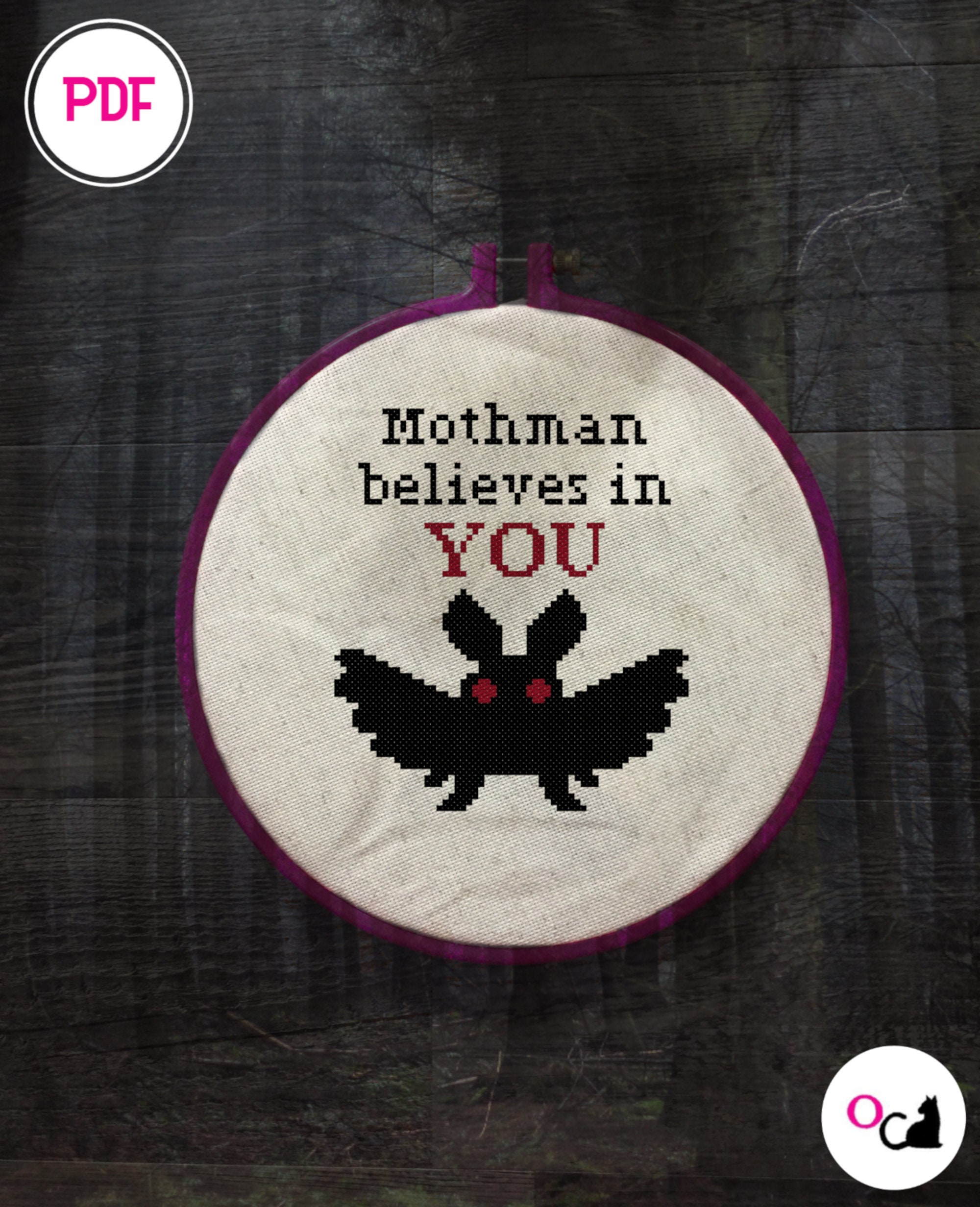 Mothman Believes Cross Stitch Pattern - Etsy