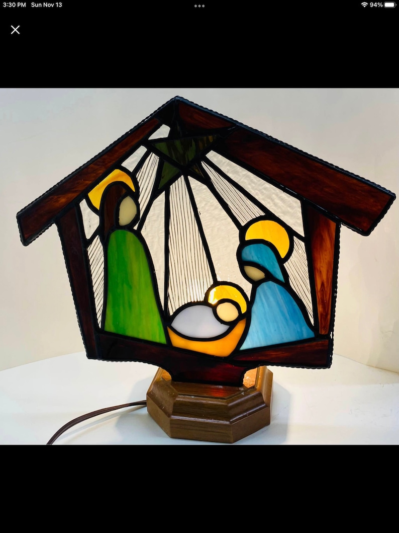 Christmas Nativity Stained Glass With Lighted Base - Etsy