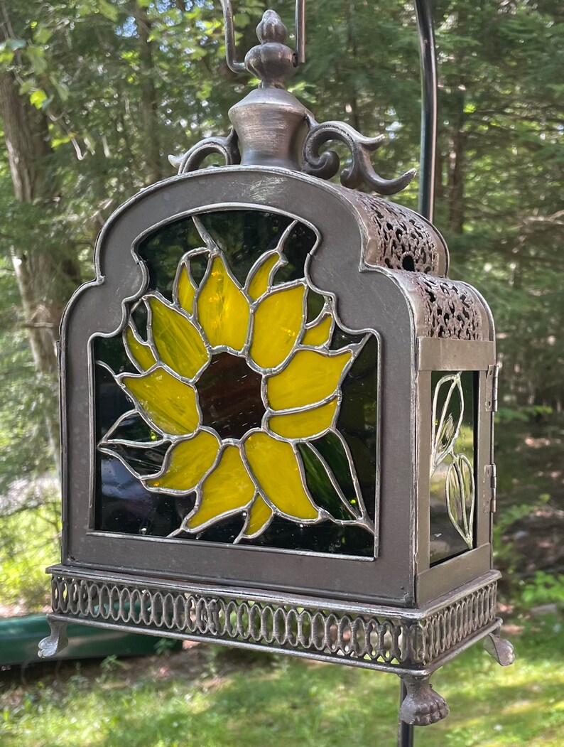 Sunflower Handmade Stained Glass Lantern - Etsy