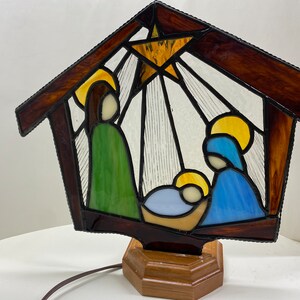 Christmas Nativity Stained Glass With Lighted Base - Etsy