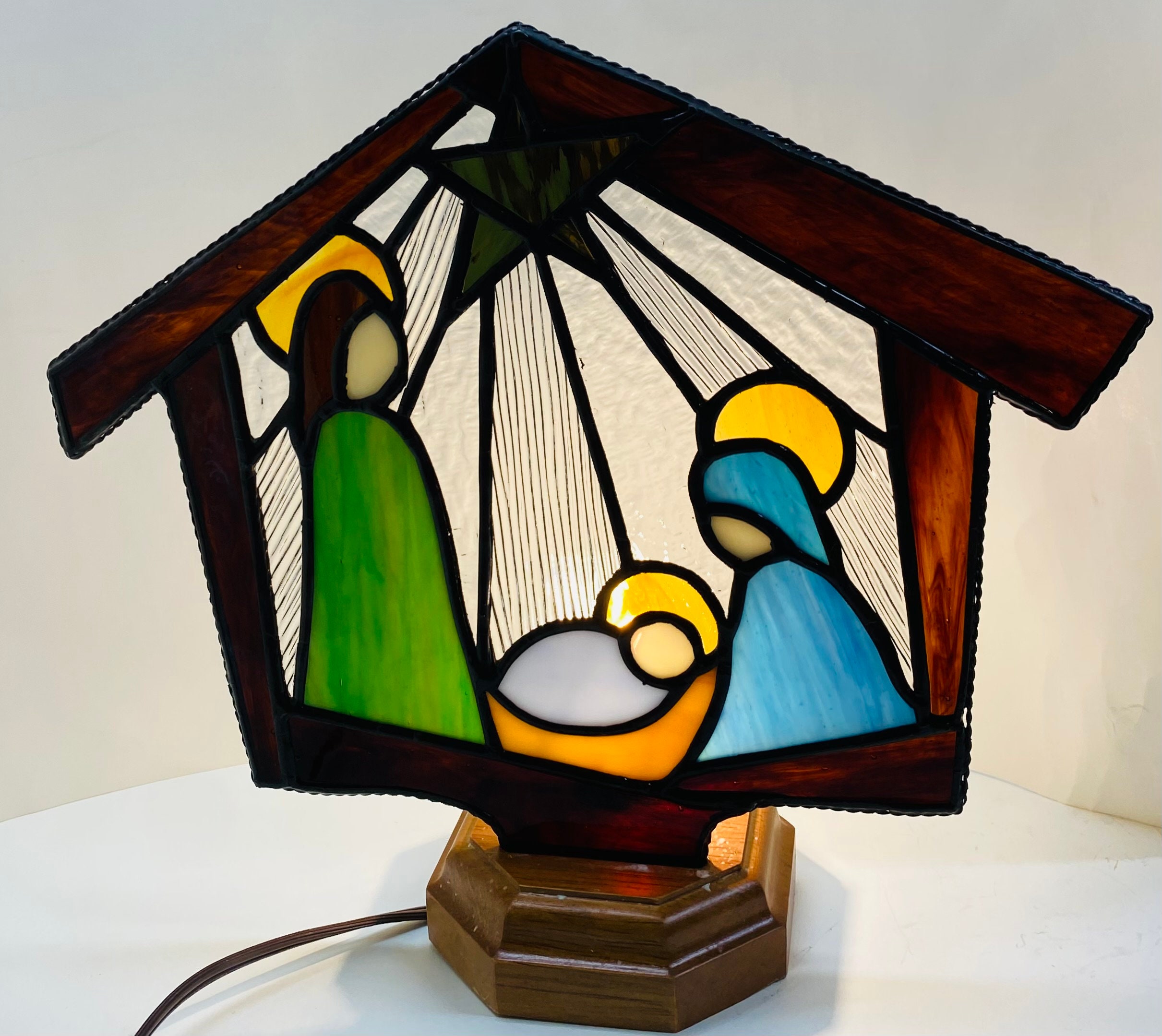 Christmas Nativity Stained Glass With Lighted Base - Etsy
