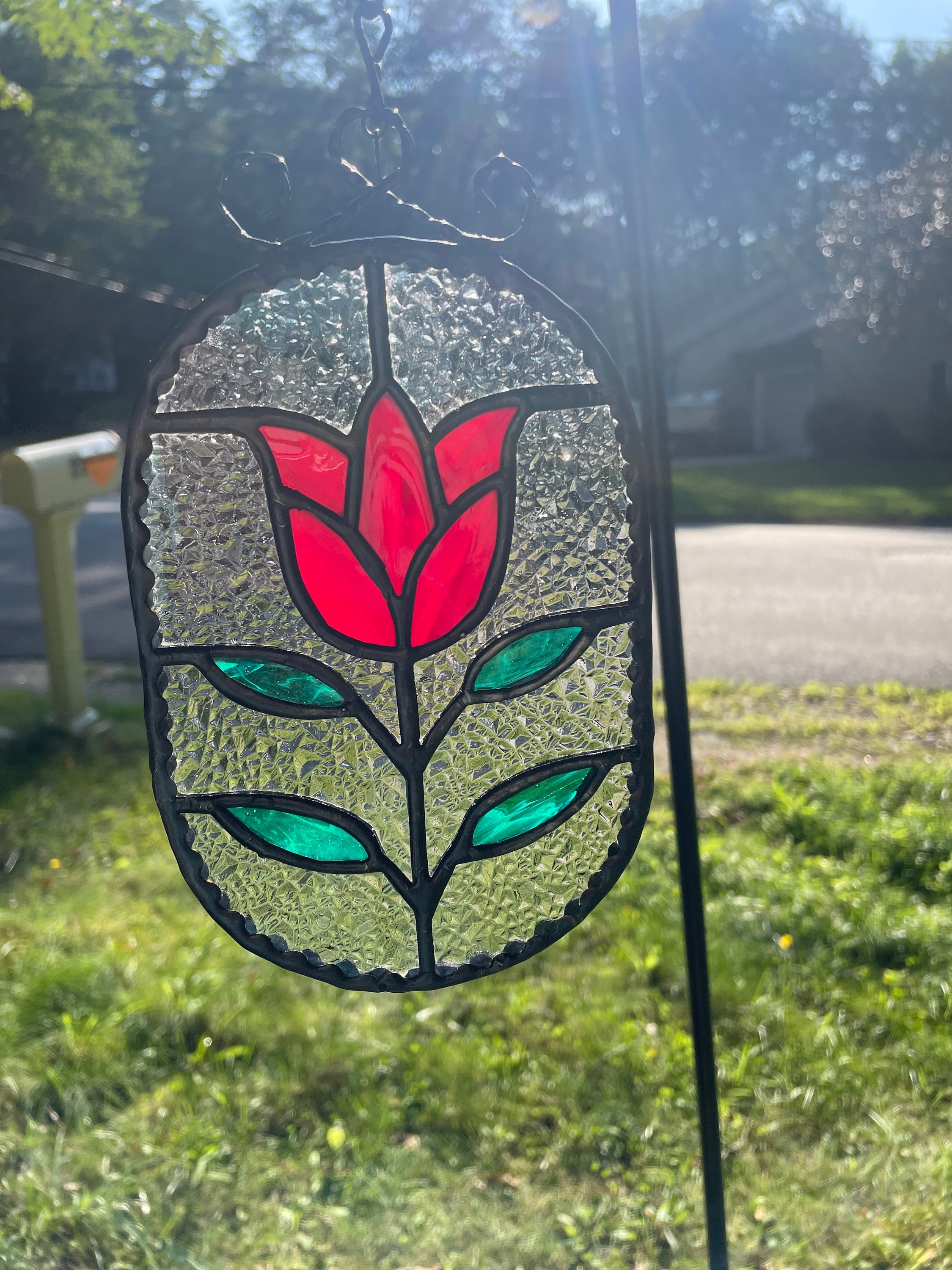 Red Tulip Stained Glass - Etsy