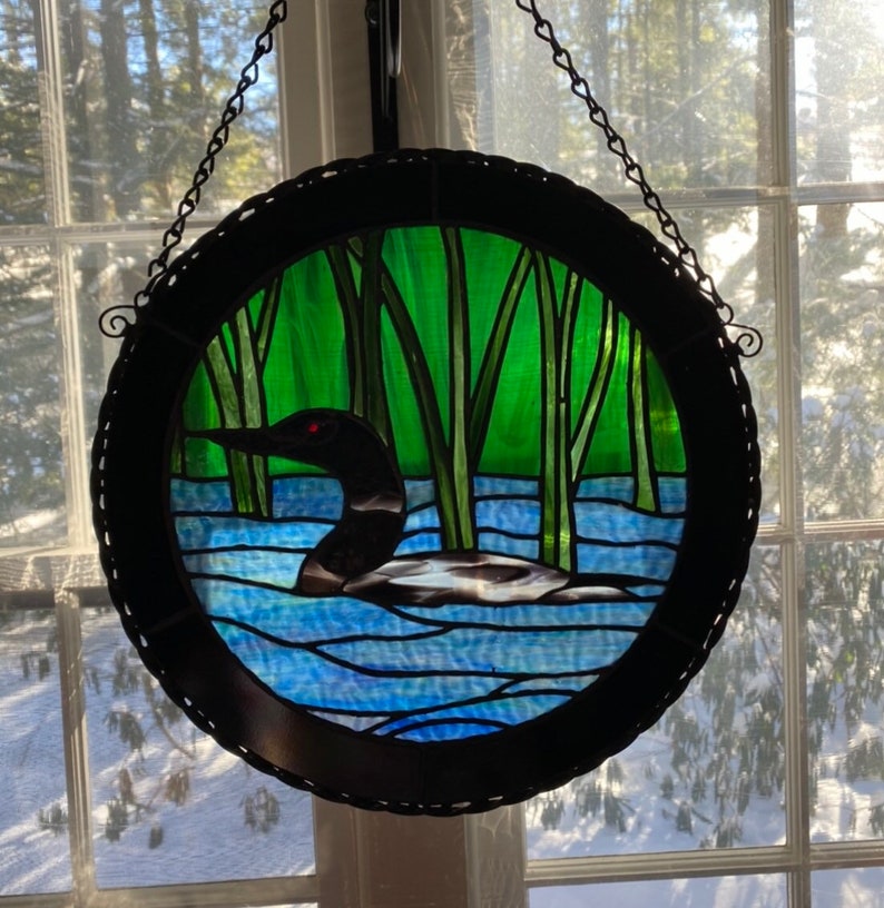 Loon in Water Stained Glass Panel - Etsy