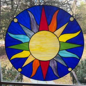 Sunburst Stained Glass in Rainbow Colors - Etsy