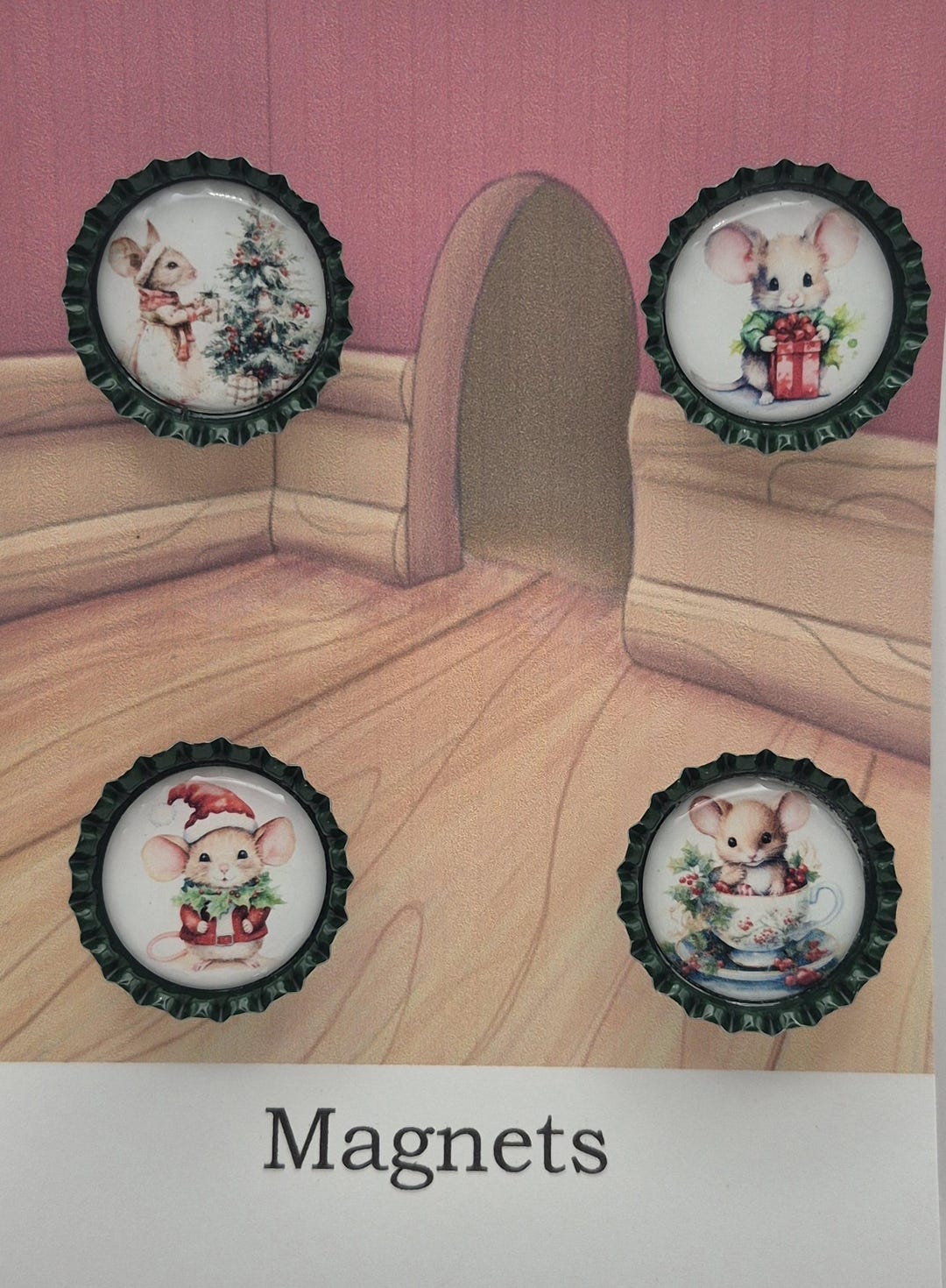 Bottle Cap Magnet, Bottle Cap Magnets, Christmas Mice Magnet, Christmas ...