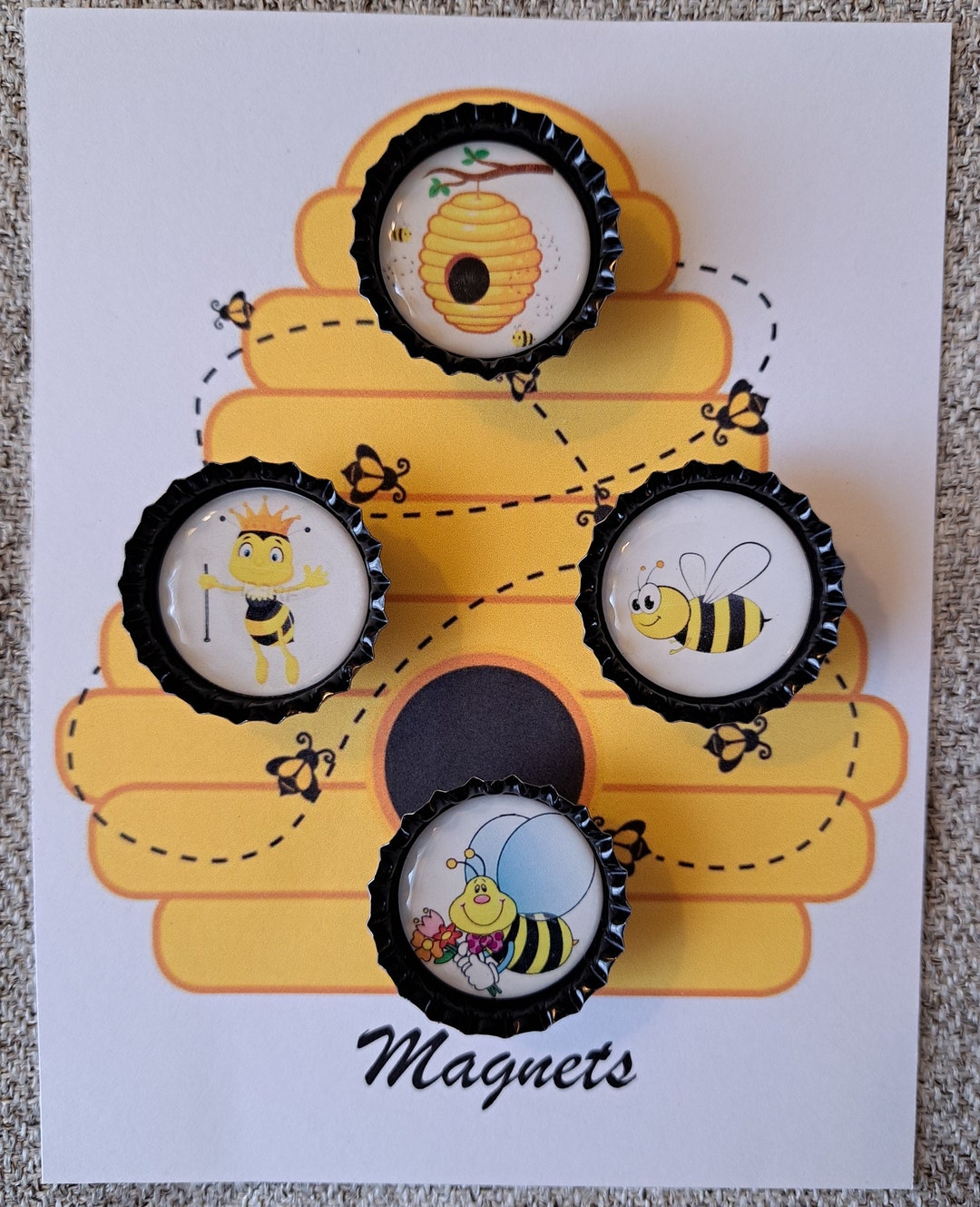 Bottle Cap Magnet, Bottle Cap Magnets, Bee Magnet, Bee Magnets, Bee ...