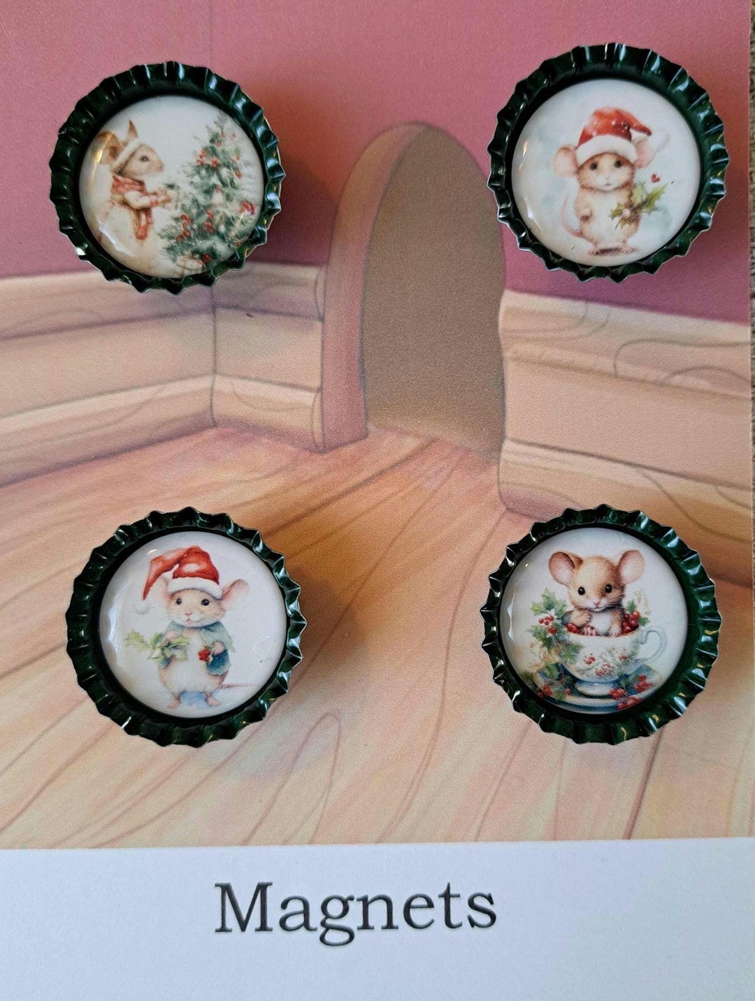 Bottle Cap Magnet, Bottle Cap Magnets, Christmas Mice Magnet, Christmas ...