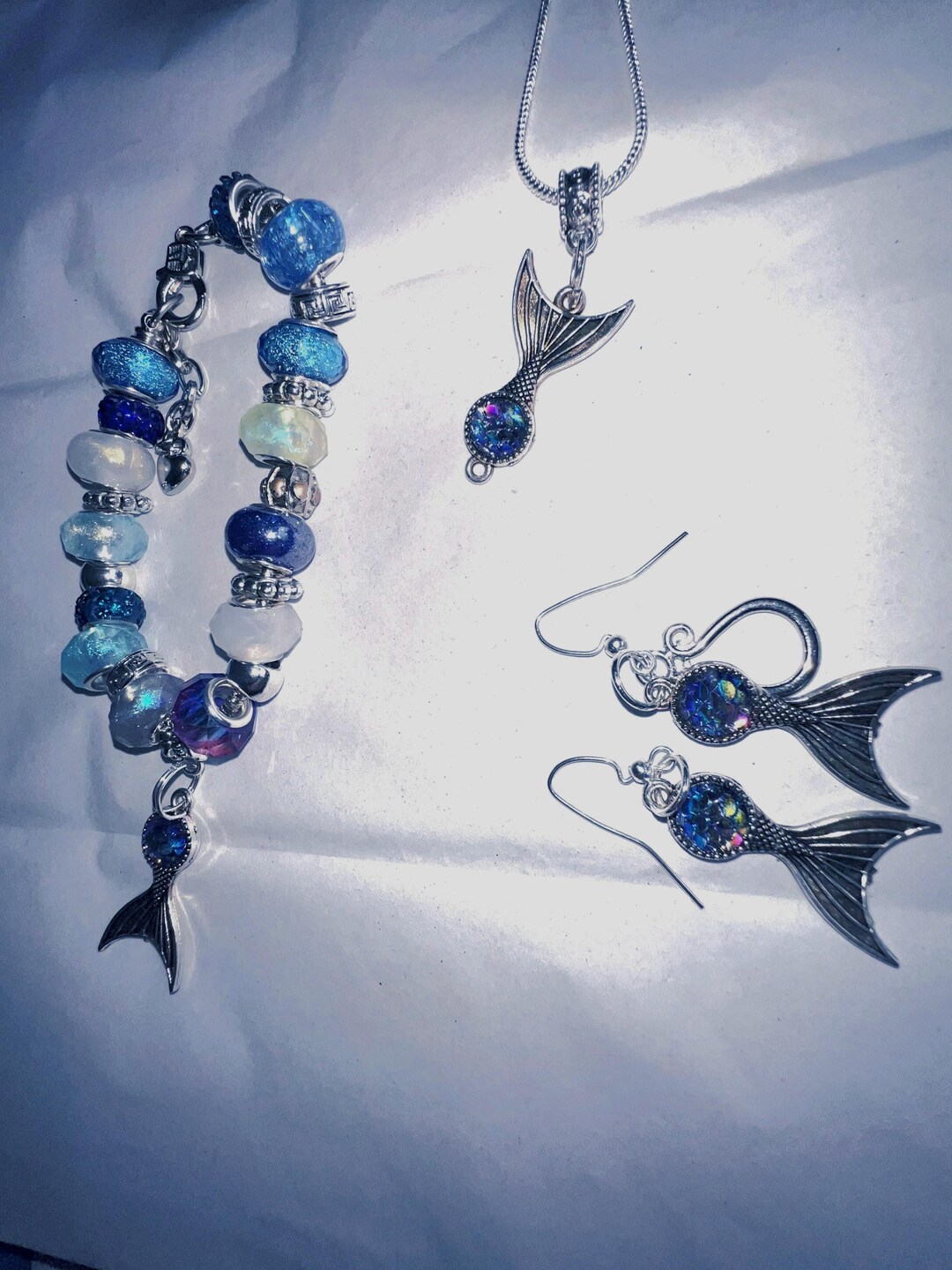 Mermaid Jewelry Set, Blue & Silver Tone - Etsy