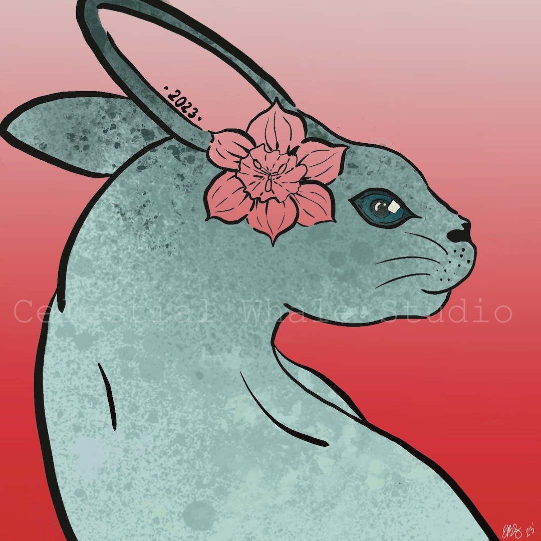 Lunar New Year - Rabbit - 2023 - 5x5 PRINT - Etsy