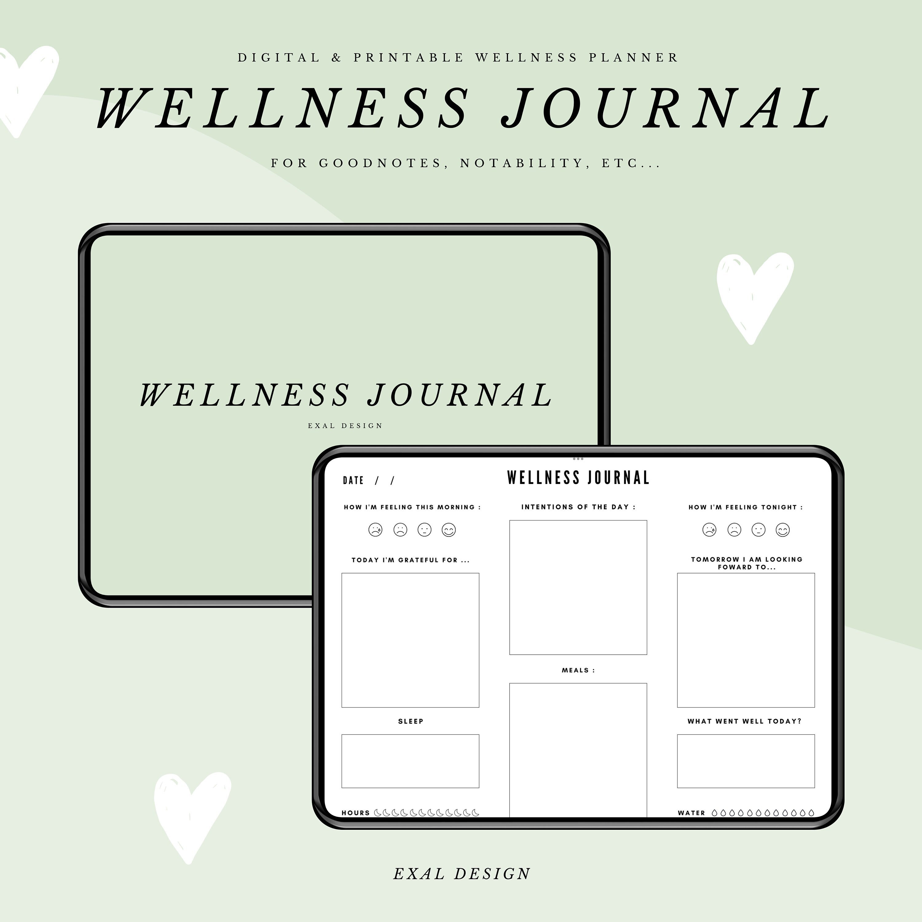 Digital & Printable Daily Wellness Journal Daily Spread for - Etsy