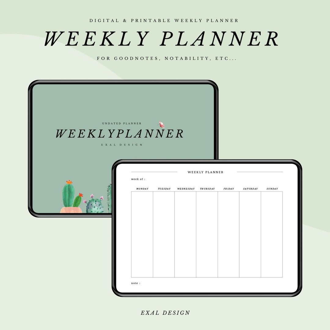 Digital & Printable Weekly Planner for Goodnotes, Notability and More ...