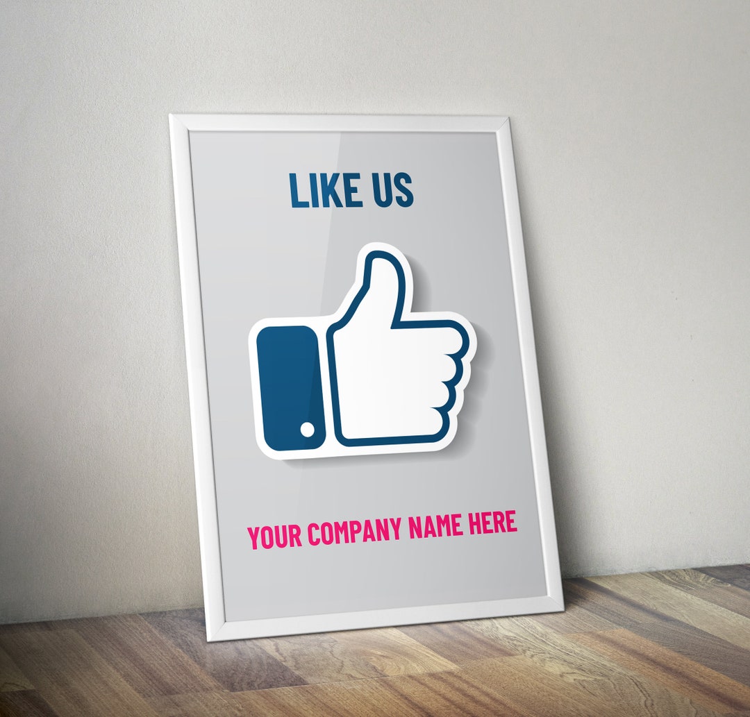 Customizable Facebook Like Us Poster: Minimalist Social Media Print - Etsy