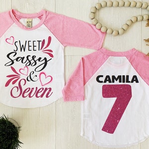 Seven Shirt, Sweet Sassy and Seven, Seventh Birthday Shirt, Seventh ...