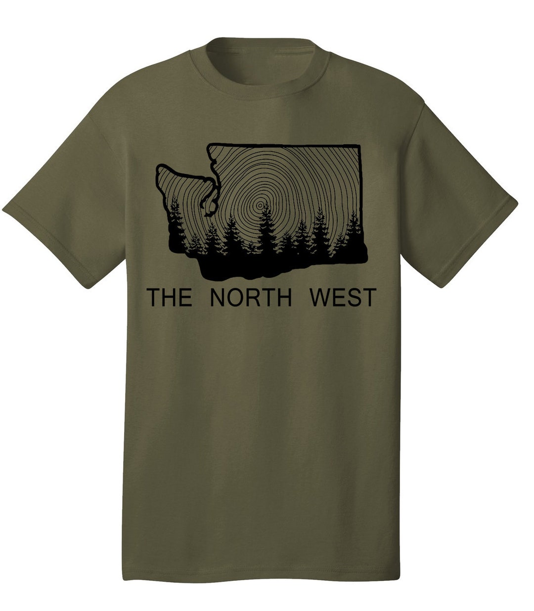 The North West Washington Treeline Log Rings T-shirt in Military Olive ...