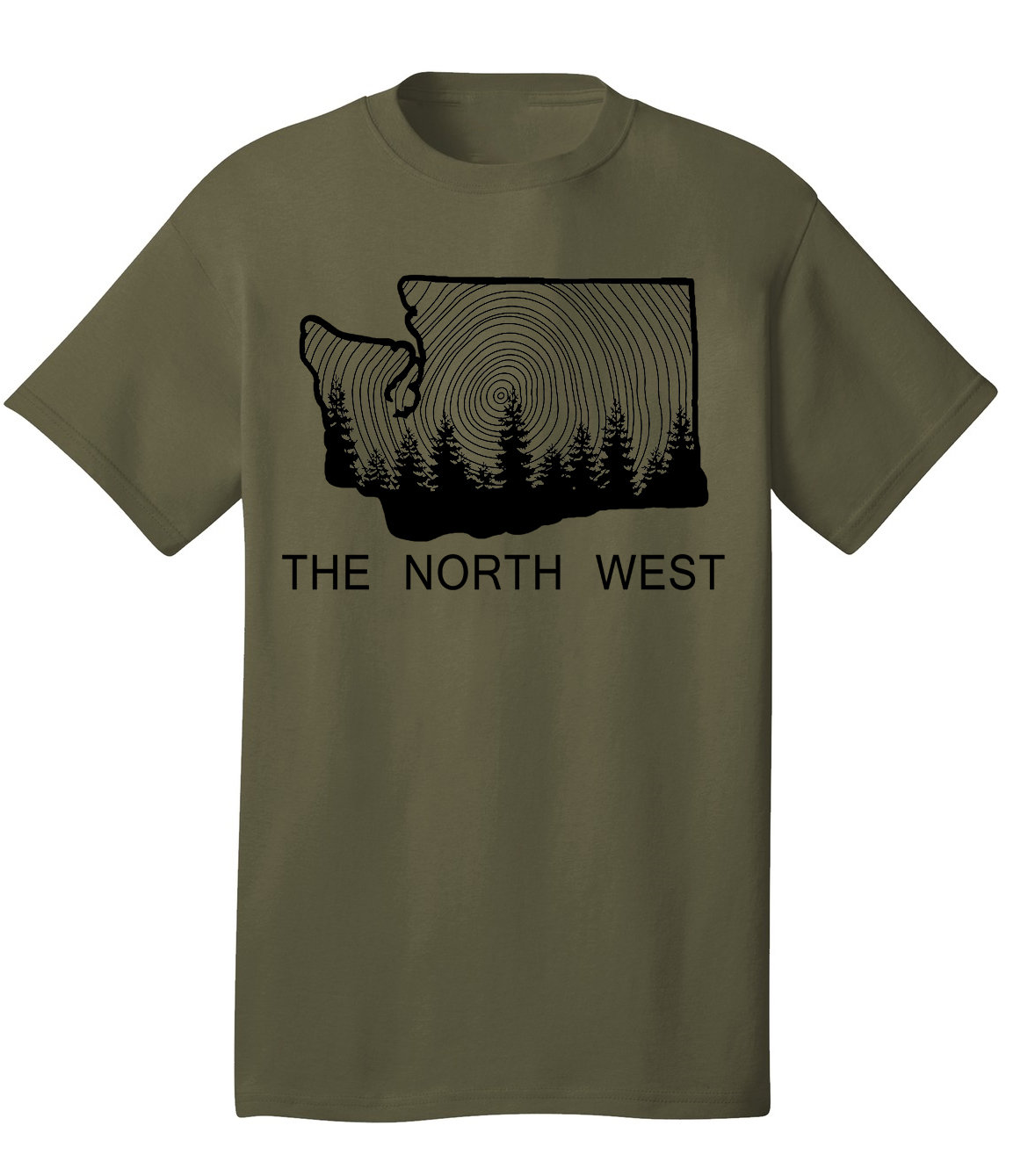 The North West Washington Treeline Log Rings T-shirt in Military Olive ...