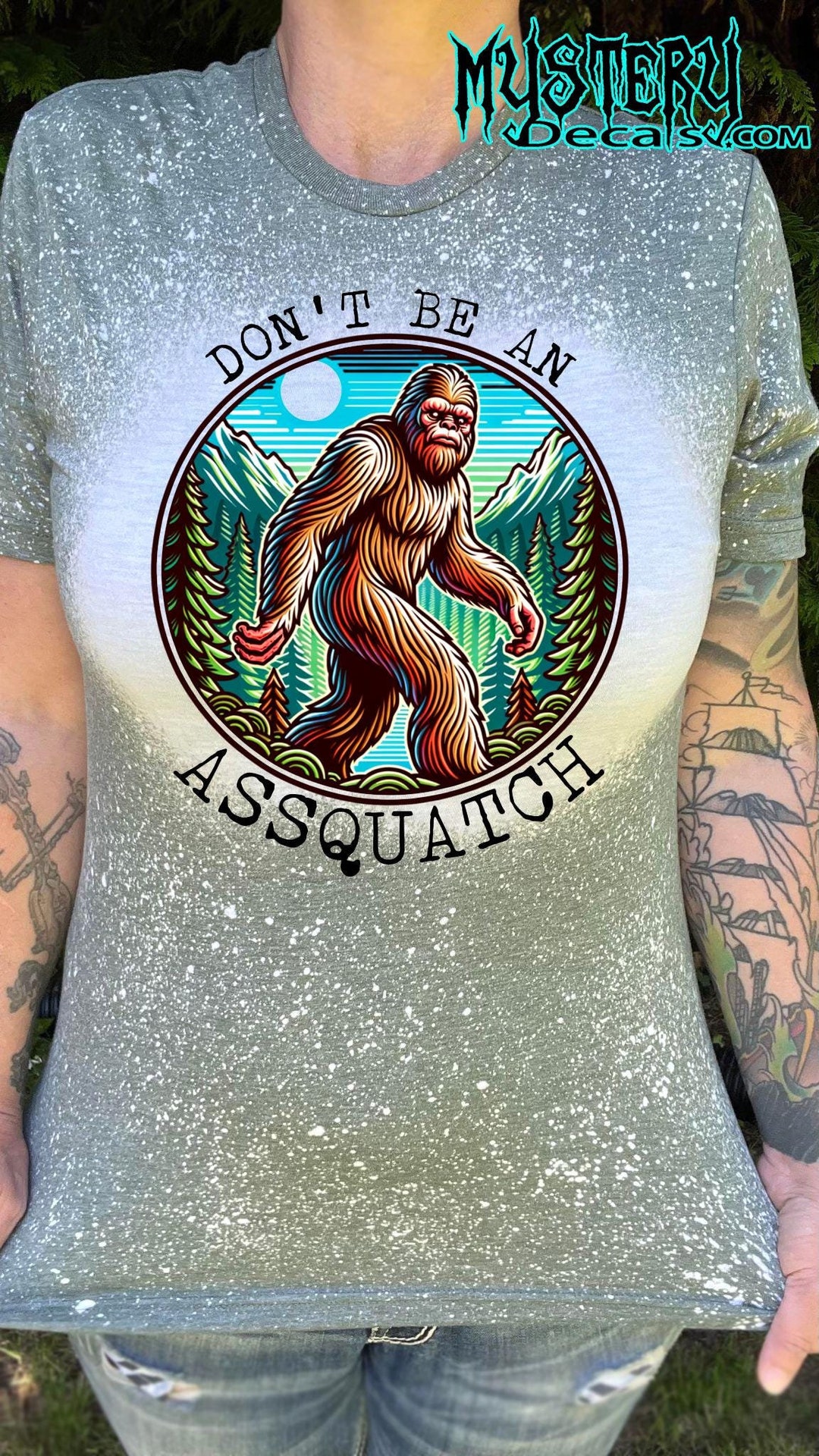 Don't Be an Assquatch Bleached Tee Funny Bigfoot Shirt Sasquatch Humor ...