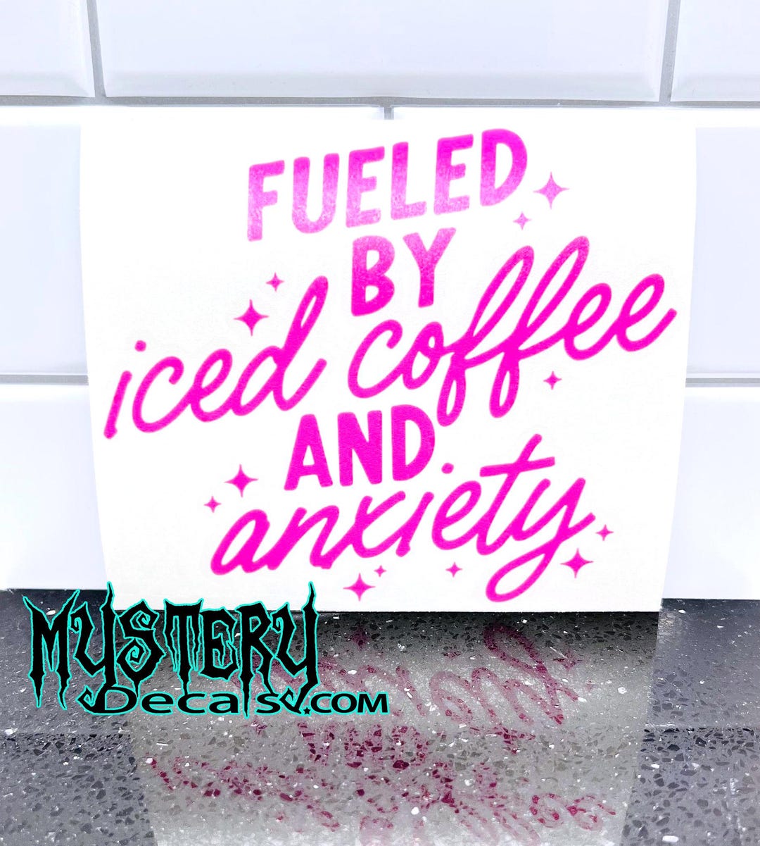 Fueled by Iced Coffee and Anxiety Decal Car Window Sticker Introvert ...