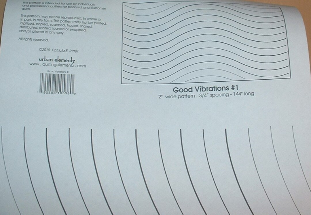 Good Vibrations 1paper Roll Pantograph for Longarm Quilting - Etsy