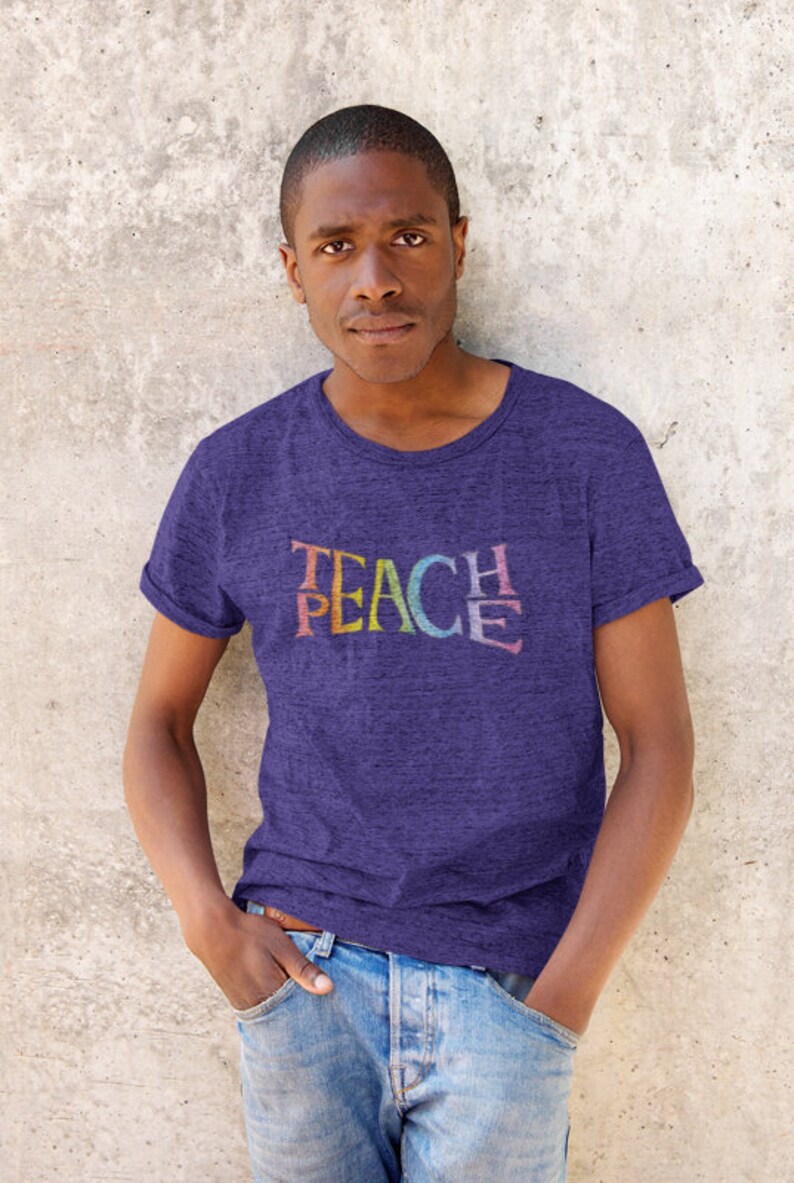Teach Peace Colorful Tee Shirt - Etsy