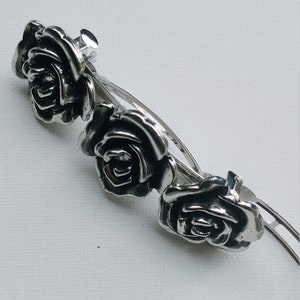 Silver Rose Barrette, Large Rose Hair Clip for Women, - Etsy