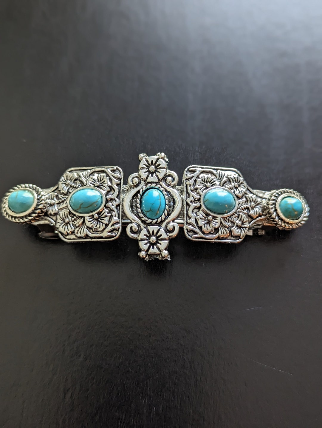 Turquoise Hair Barrettes, Boho Turquoise Hair Barrettes, Western Hair ...