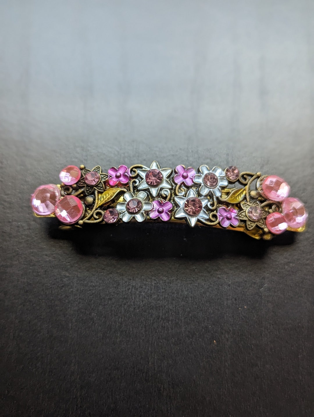 Boutique rose de fleurs Barrette, Barrette strass rose, Barrette ...