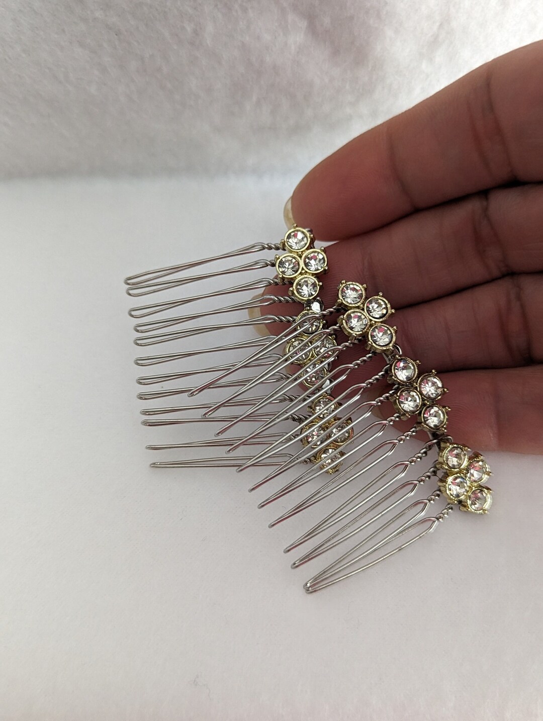 Silver and Gold Bridal Combs Crystal Hair Comb Set Wedding - Etsy