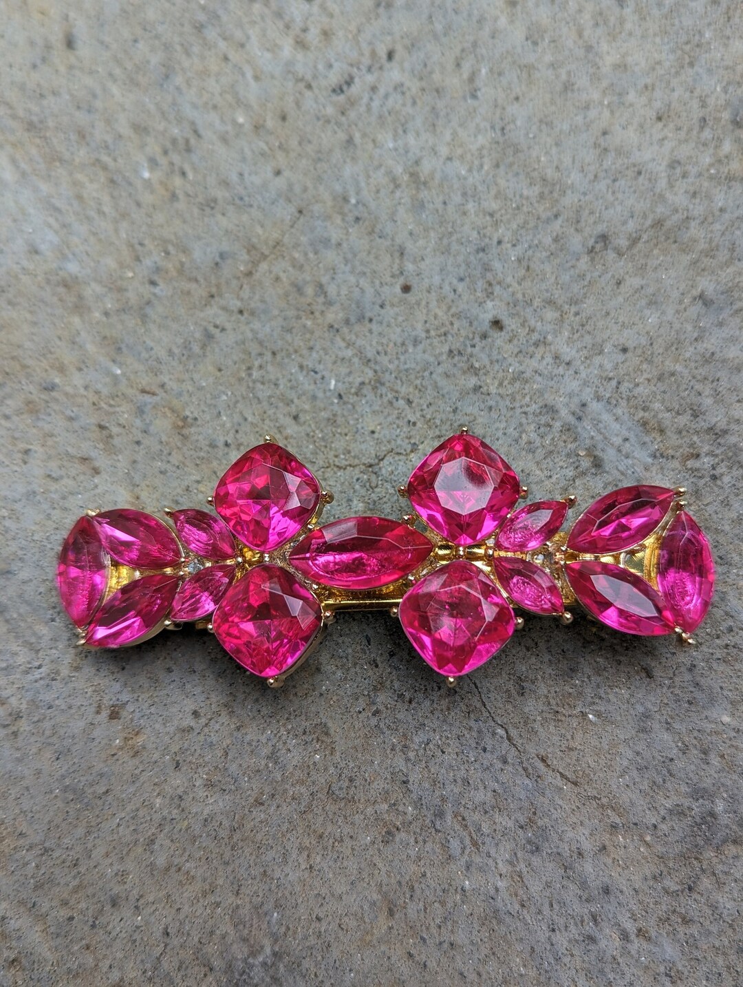 Beautiful Hot Pink Rhinestone Hair Barrette for Any Occasion, Fuchsia ...