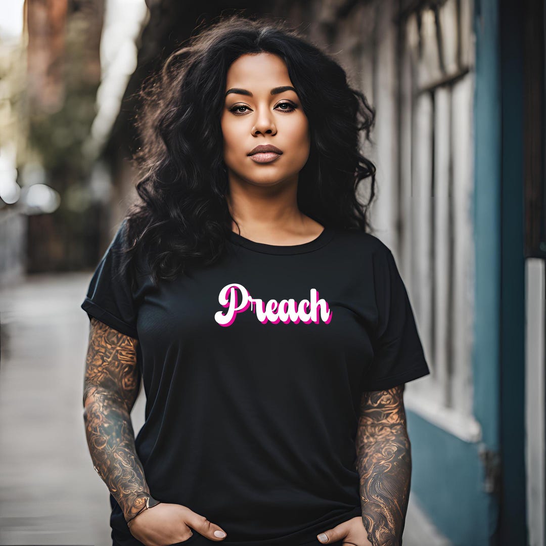 Preach Pink Lettering Unisex Tee for Minister, Pastor, Priest-colorful ...