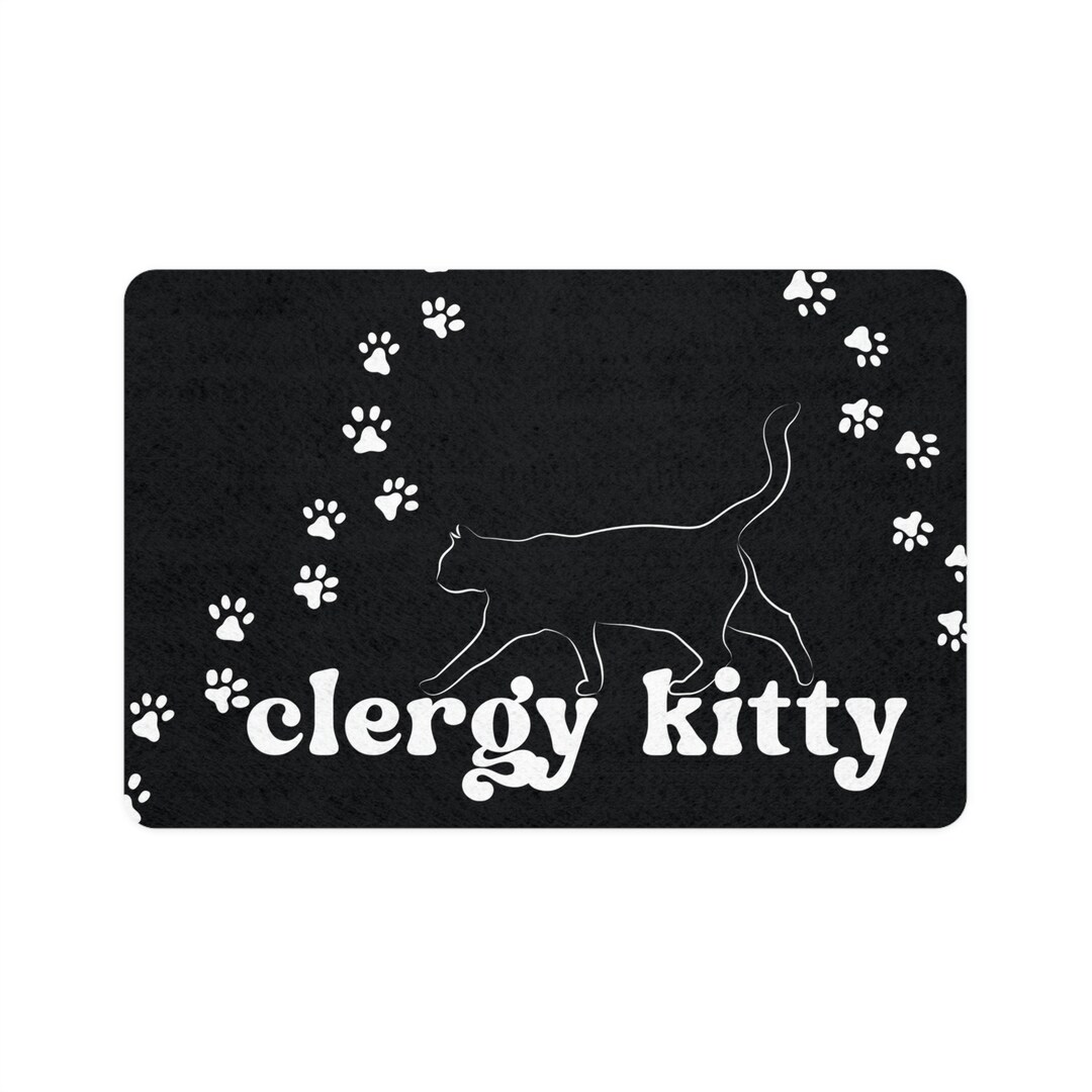Clergy Kitty Pet Food Mat 12x18 Pastor Gifts for Pastor Gifts for ...