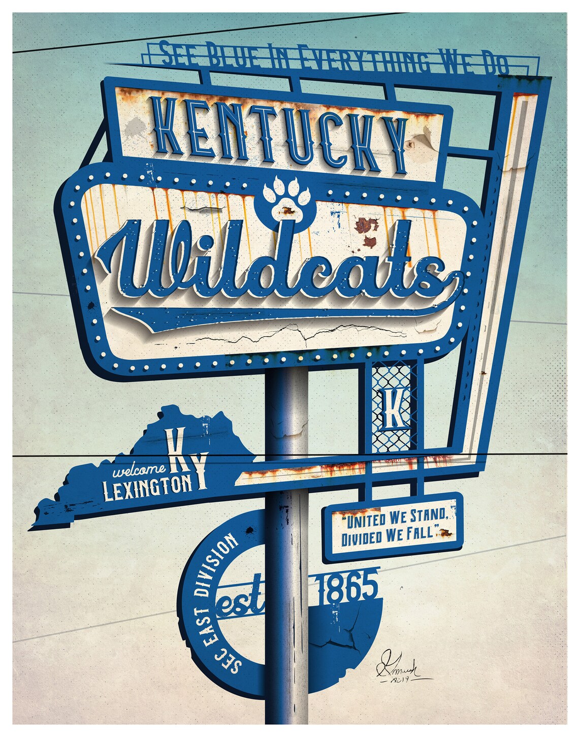 Kentucky Wildcats Vintage Poster Design SEC - Etsy