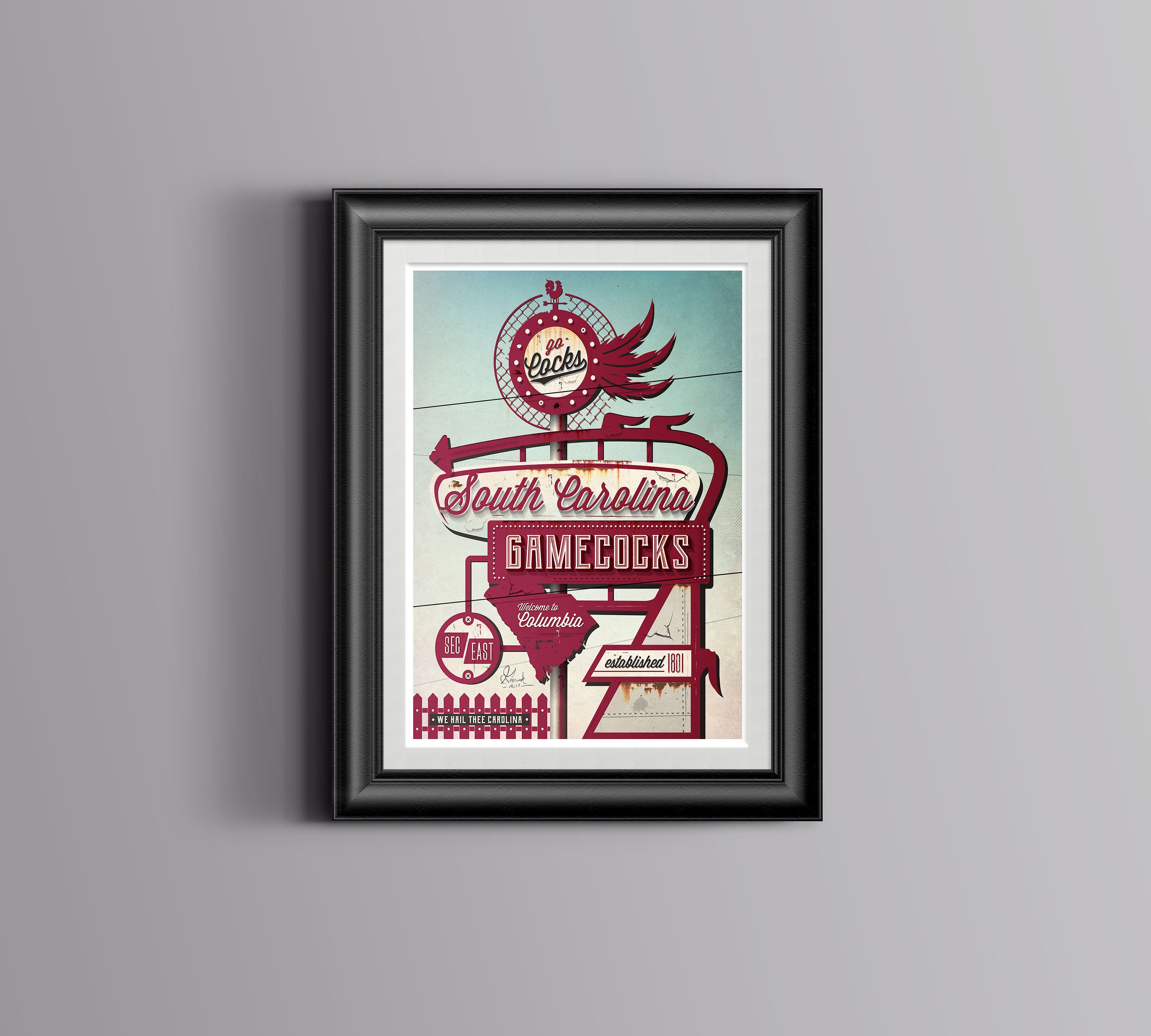 South Carolina Gamecocks Vintage Poster Design SEC - Etsy