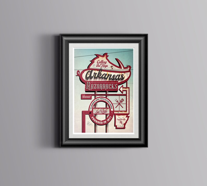 Arkansas Razorbacks Vintage Poster Design SEC - Etsy