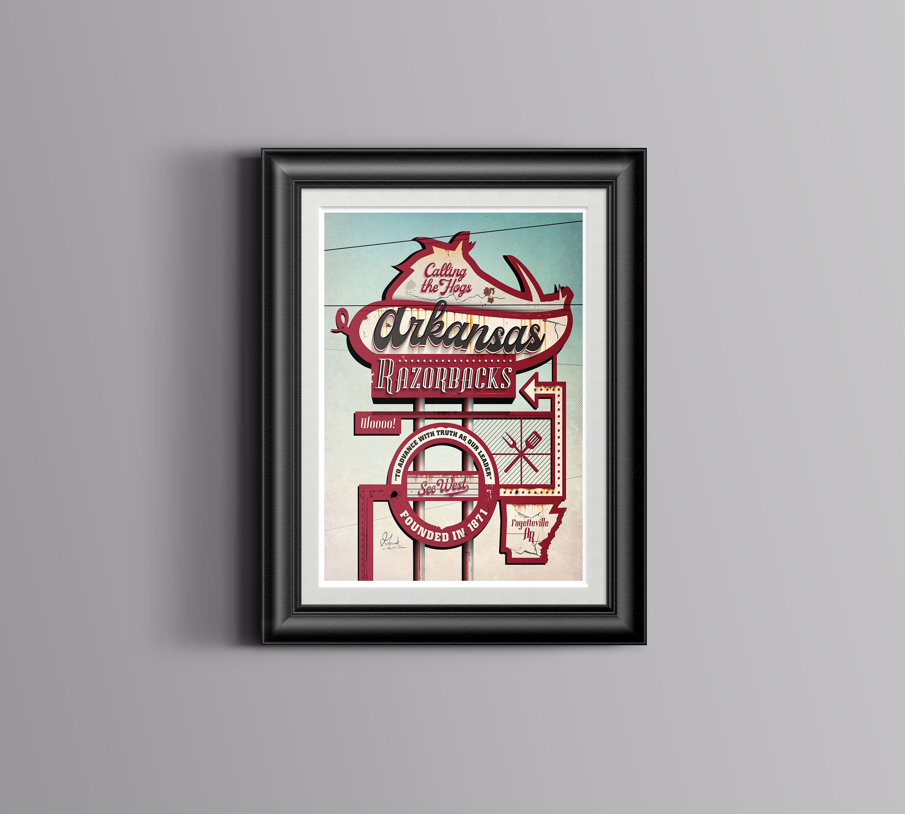 Arkansas Razorbacks Vintage Poster Design SEC - Etsy