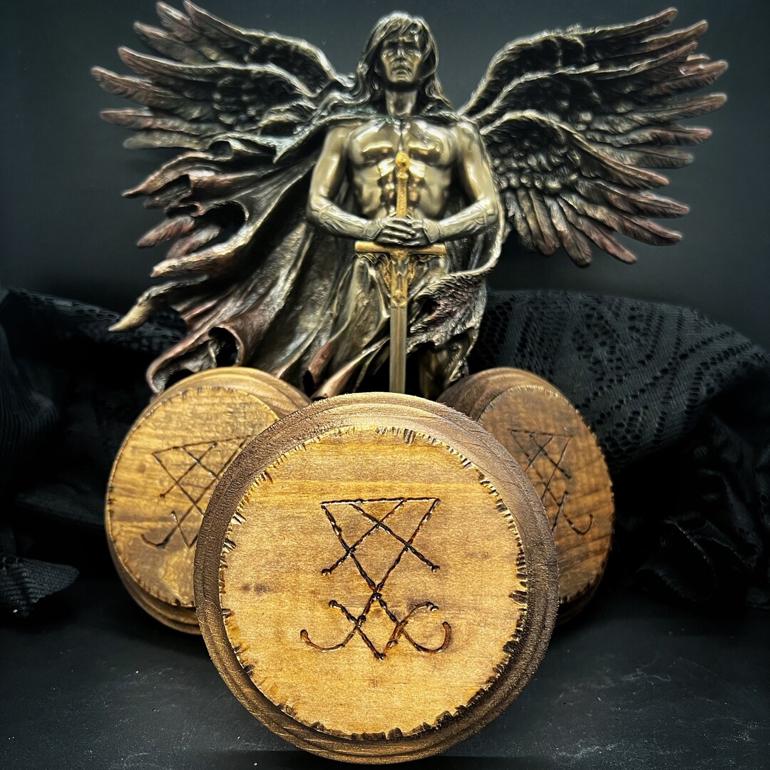 Lucifer Sigil Altar Tile 4 Inch Wooden Tile With Handcrafted Pyrography ...