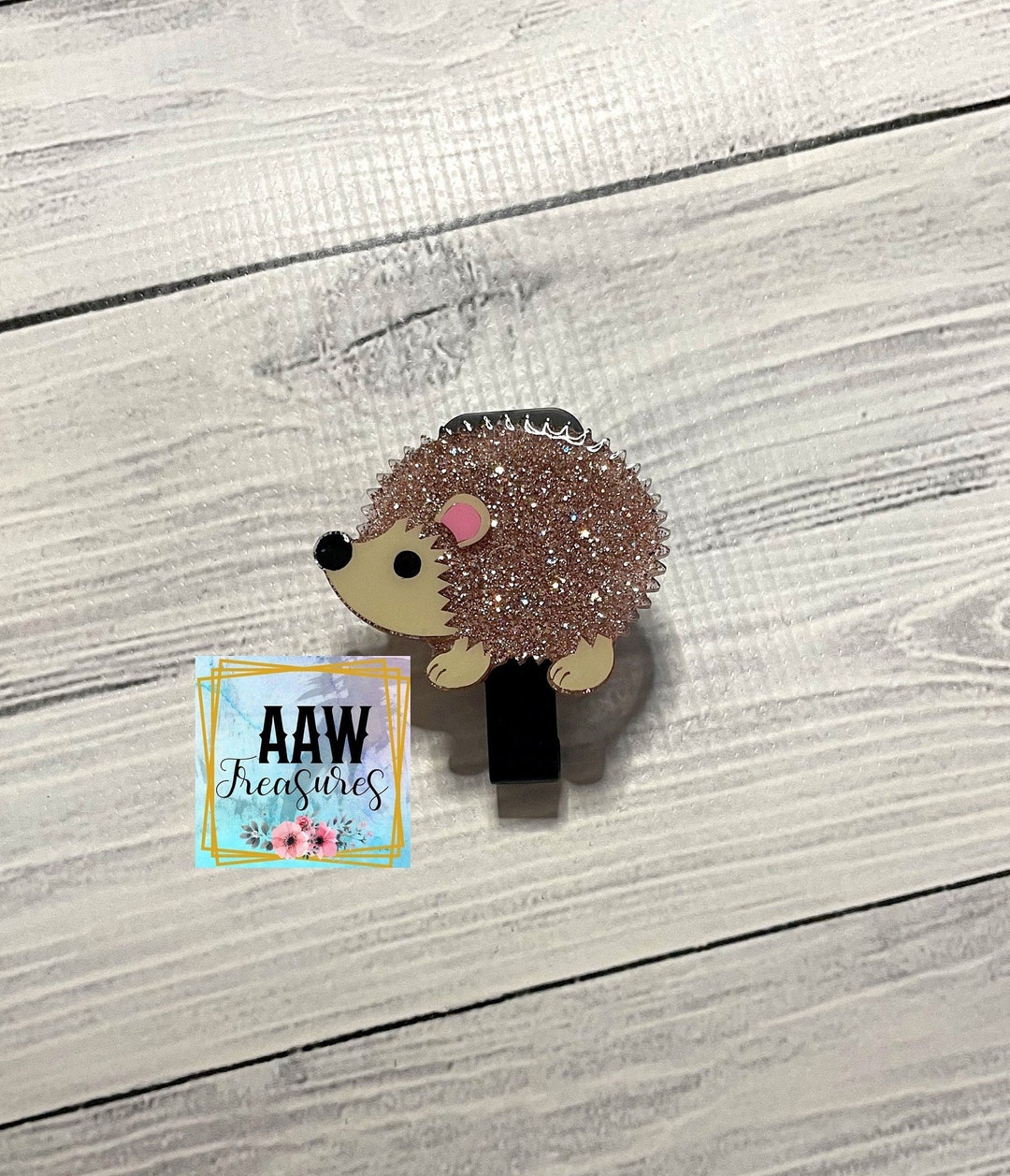 MRI Safe Cute Hedge Hog Badge Reel; Animal ID Holder; Badge; Glitter ...