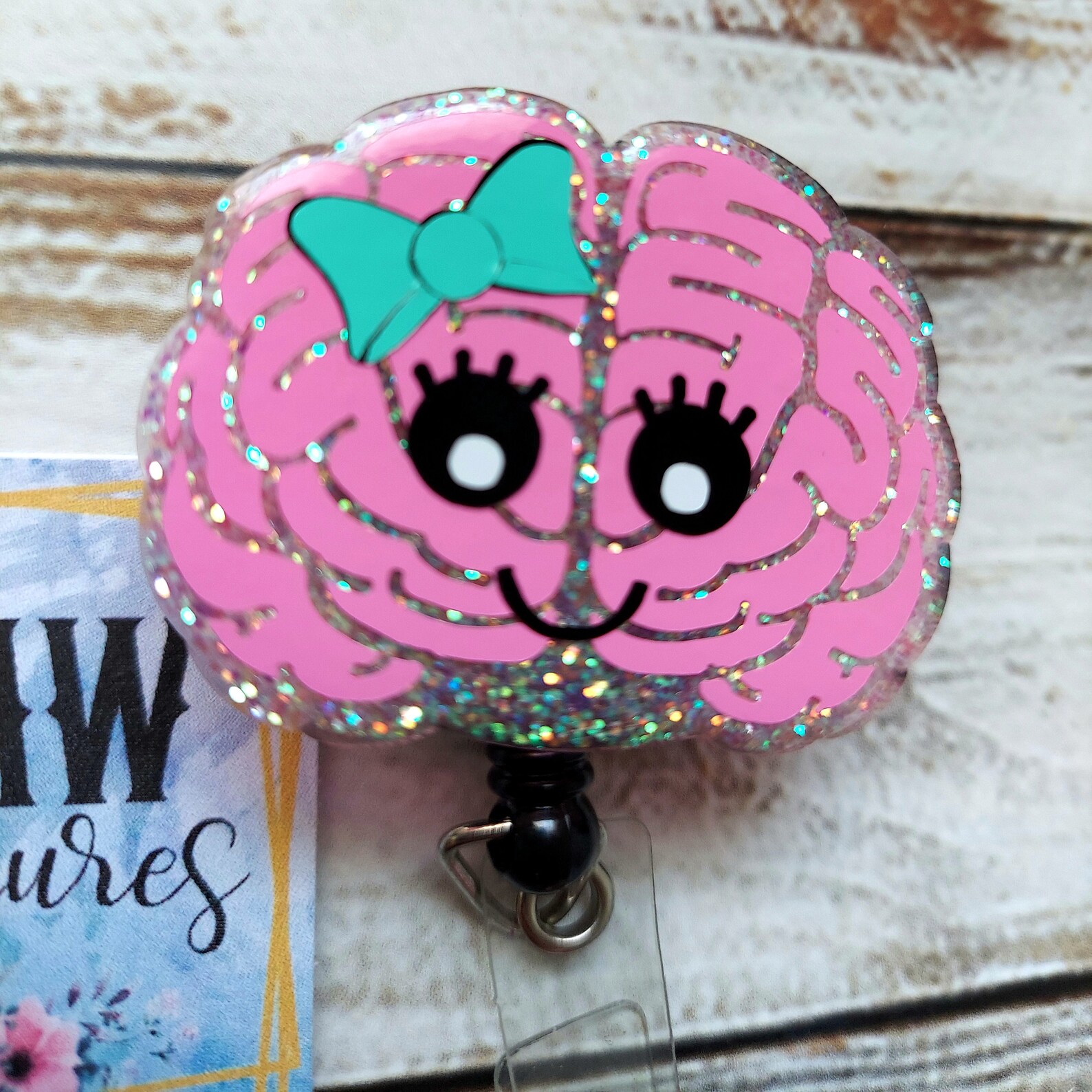 Glitter Brain Badge Reel Nurse RN Hospital Brain Custom - Etsy