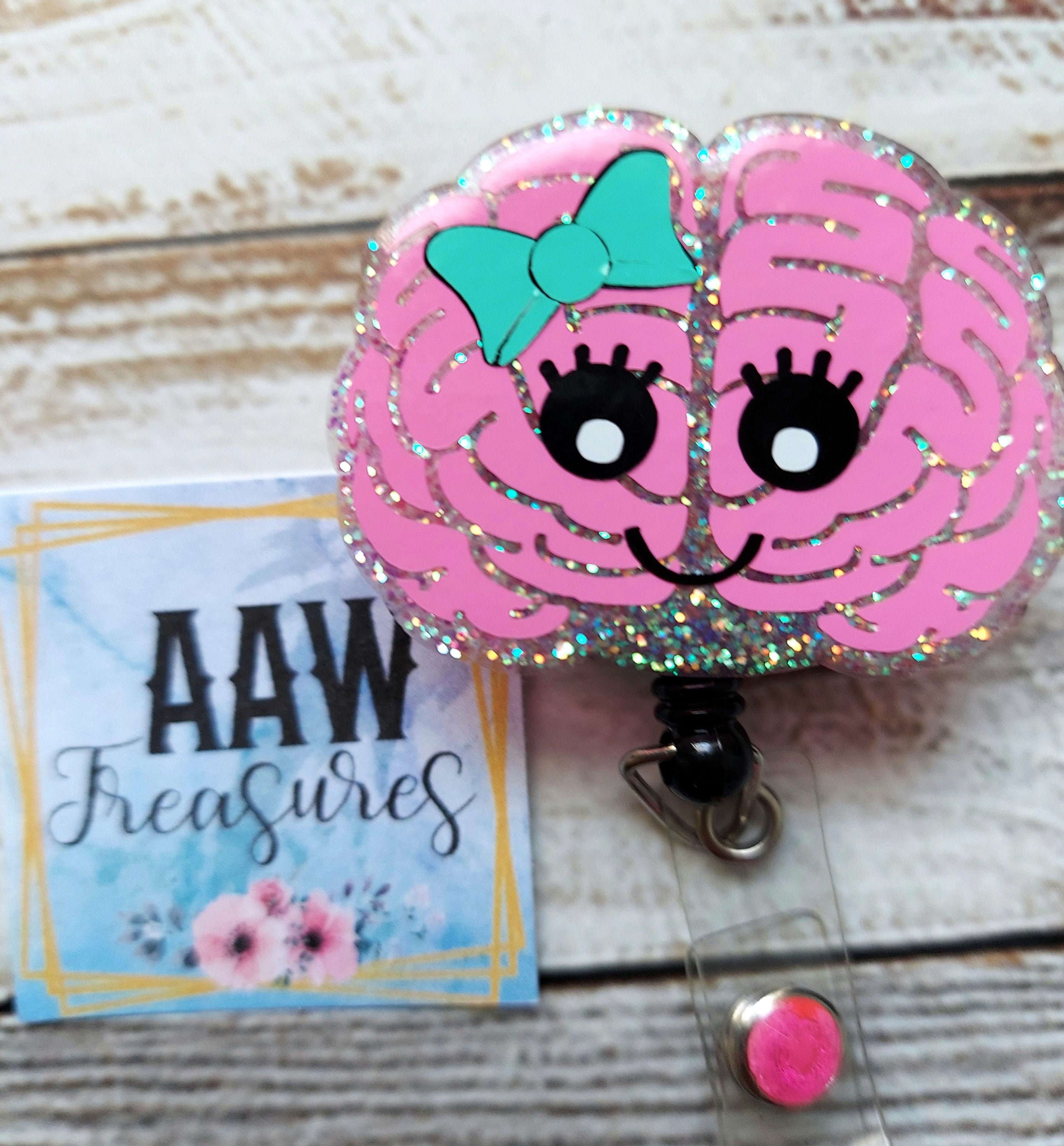 Glitter Brain Badge Reel Nurse RN Hospital Brain Custom - Etsy