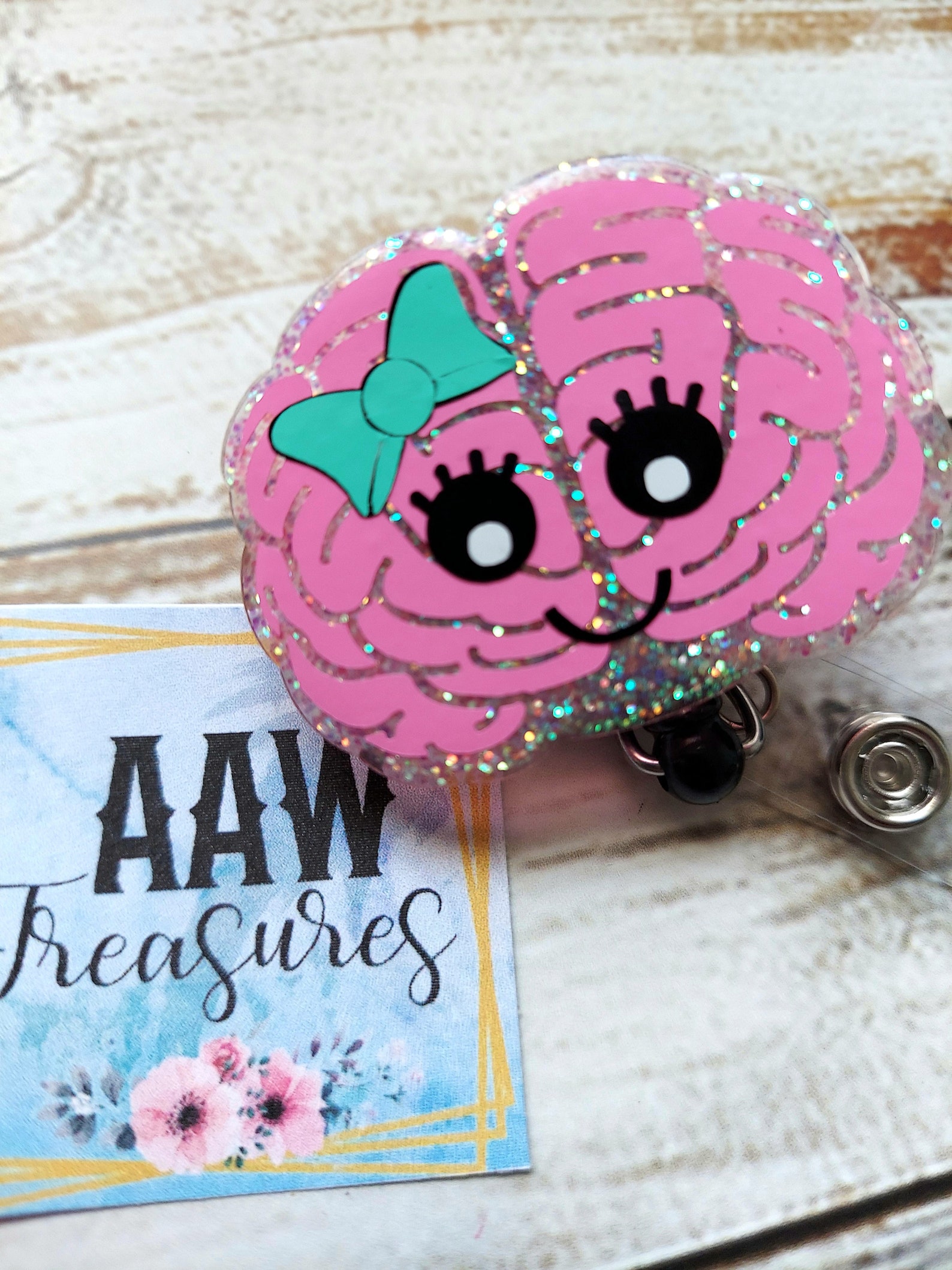 Glitter Brain Badge Reel Nurse RN Hospital Brain Custom - Etsy